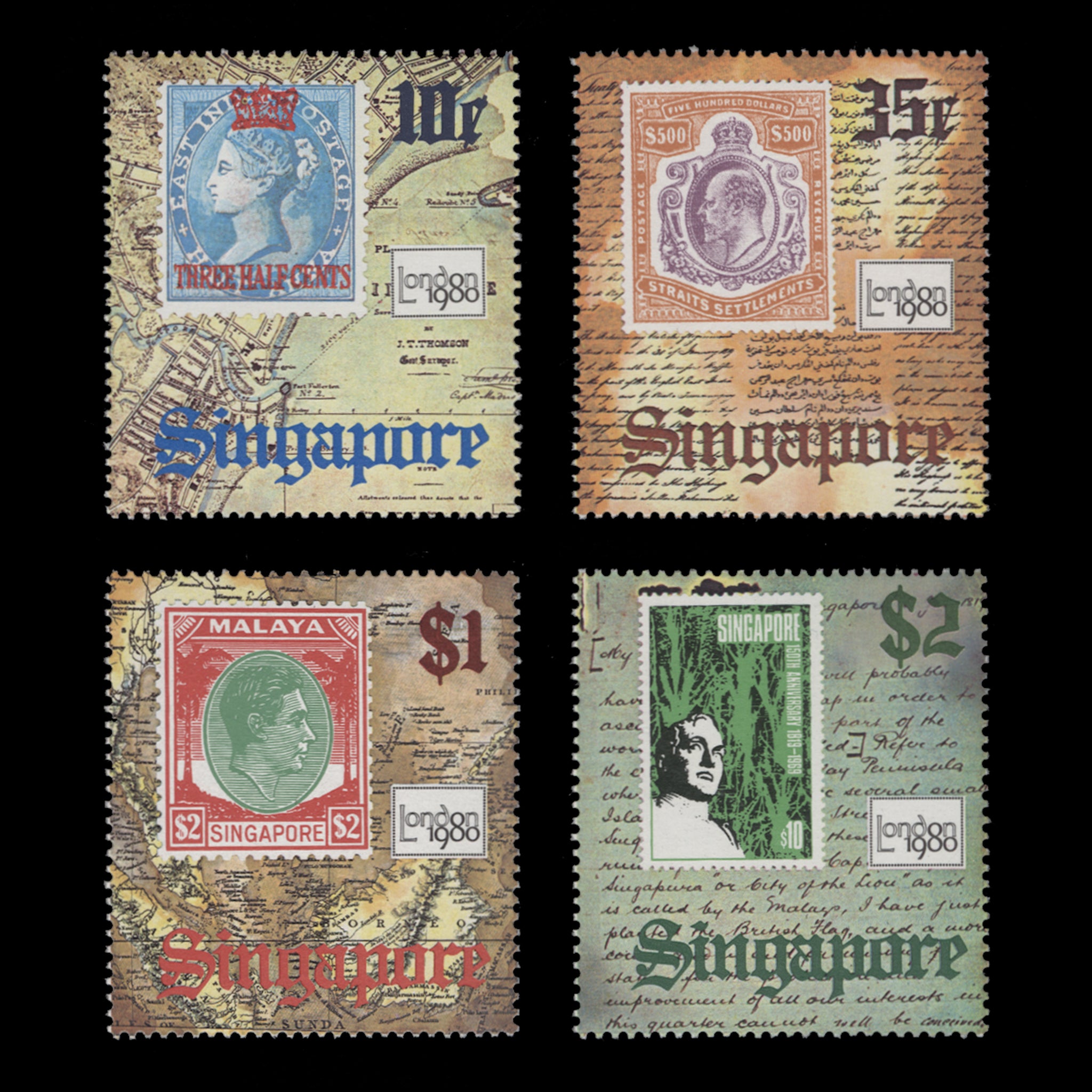 Singapore 1980 (MNH) Stamp Exhibition, London set – ZEBOOSE.COM
