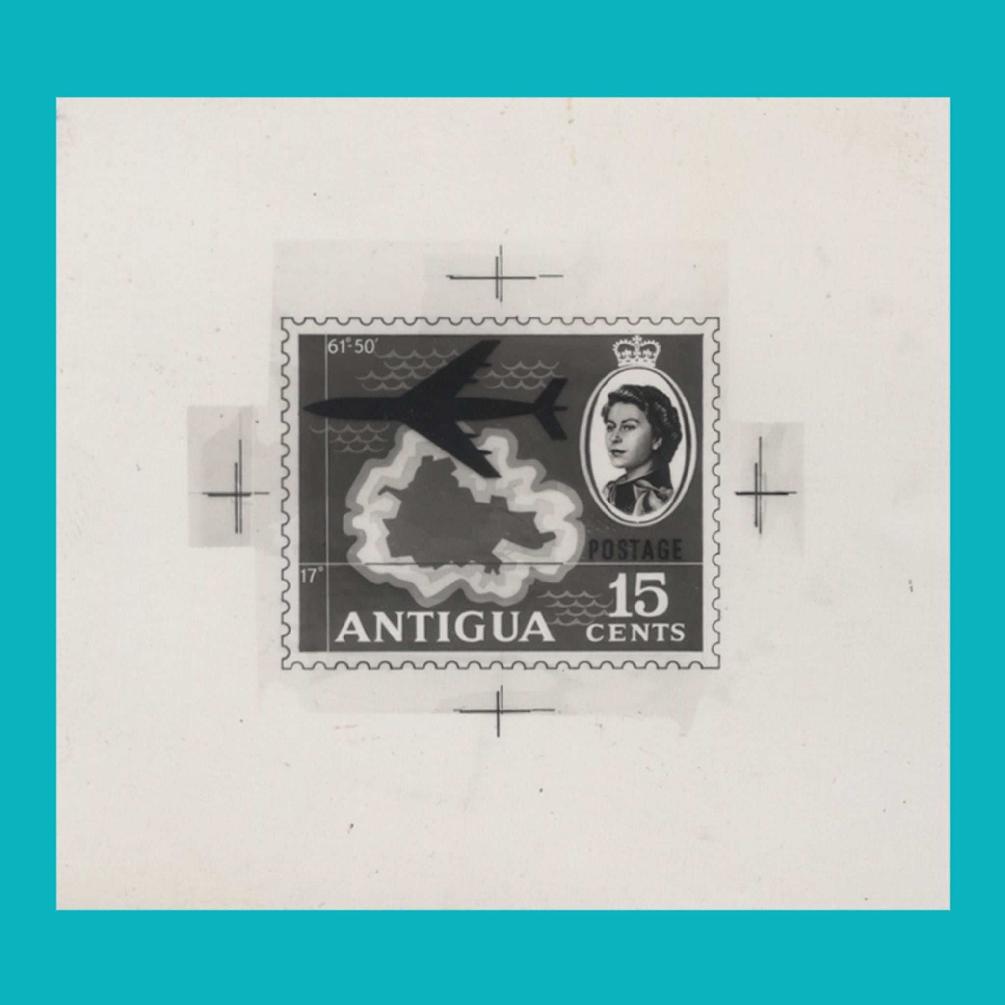 Antigua 1967 Air Letter simulated stamp photographic proof – ZEBOOSE.COM