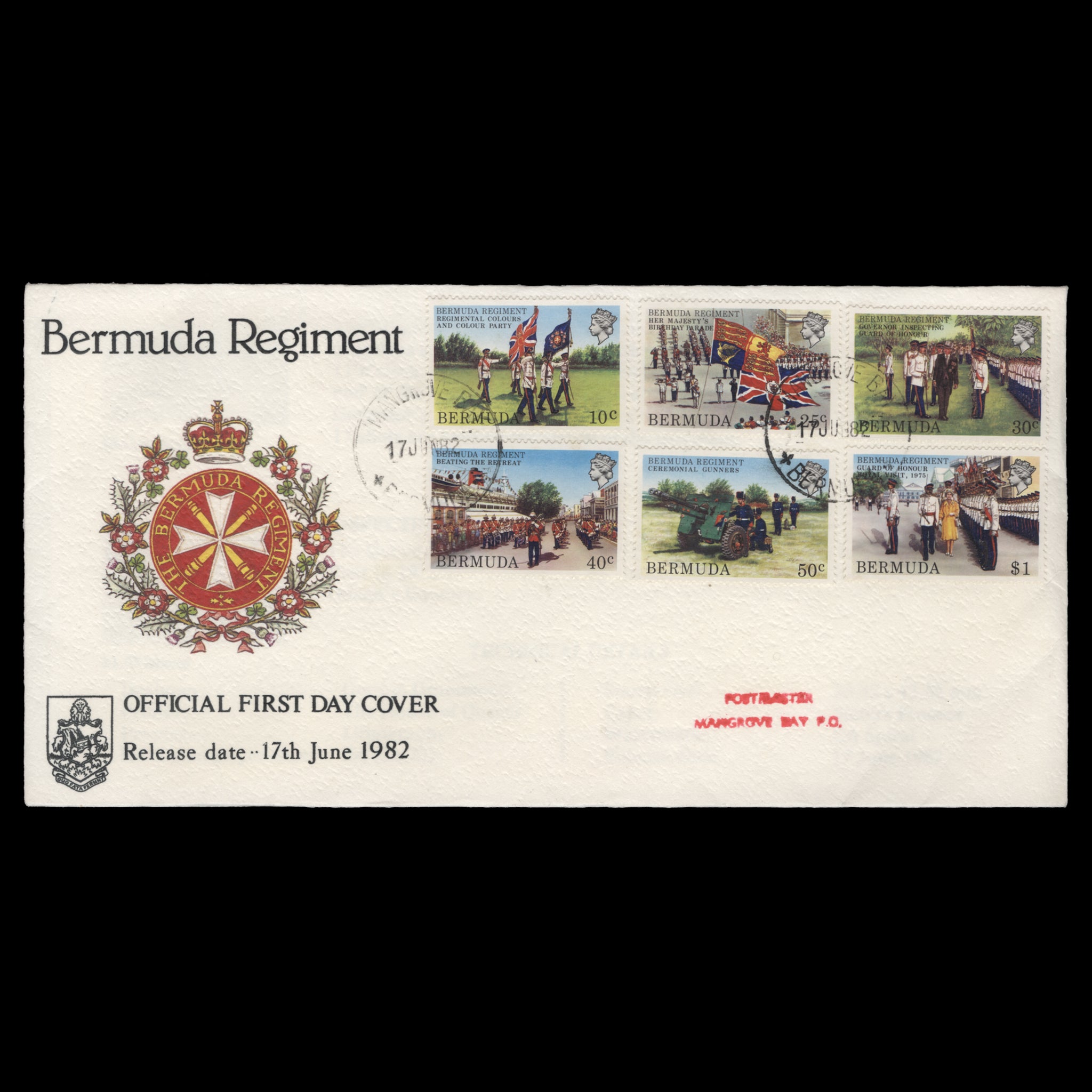 Bermuda 1982 Bermuda Regiment first day cover, MANGROVE BAY – ZEBOOSE.COM