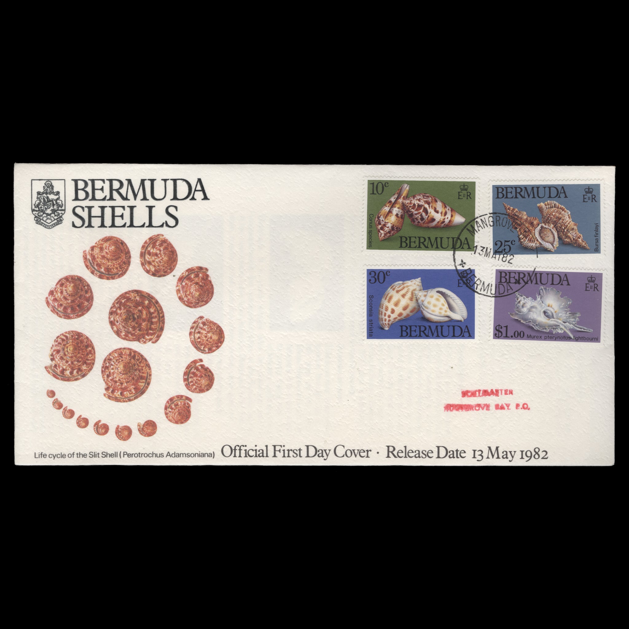 Bermuda 1982 Shells first day cover, MANGROVE BAY – ZEBOOSE.COM