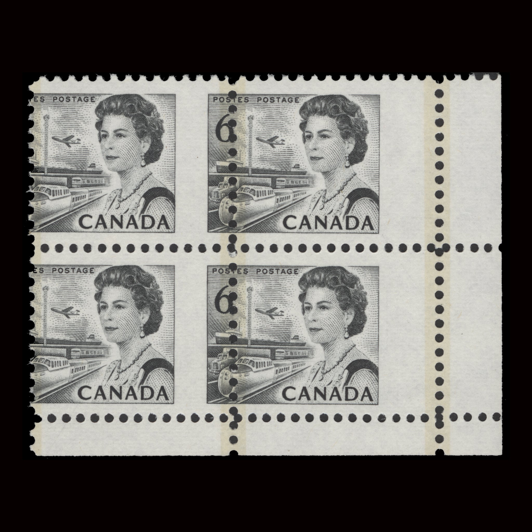 Canada 1972 (Variety) 6c Queen Elizabeth II block with perforation shi ...