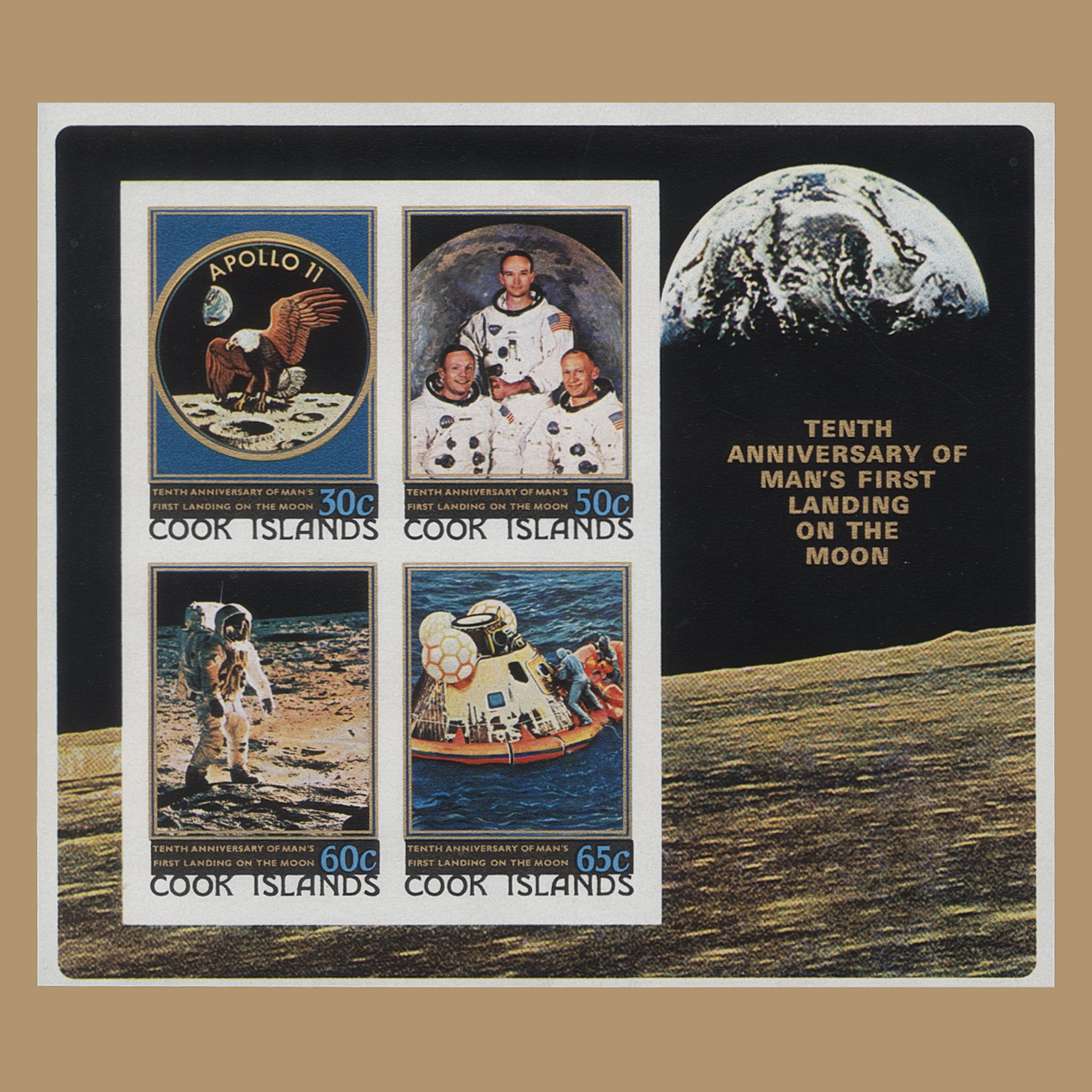 Cook Islands 1979 Moon Landing Anniversary imperf proof miniature shee ...