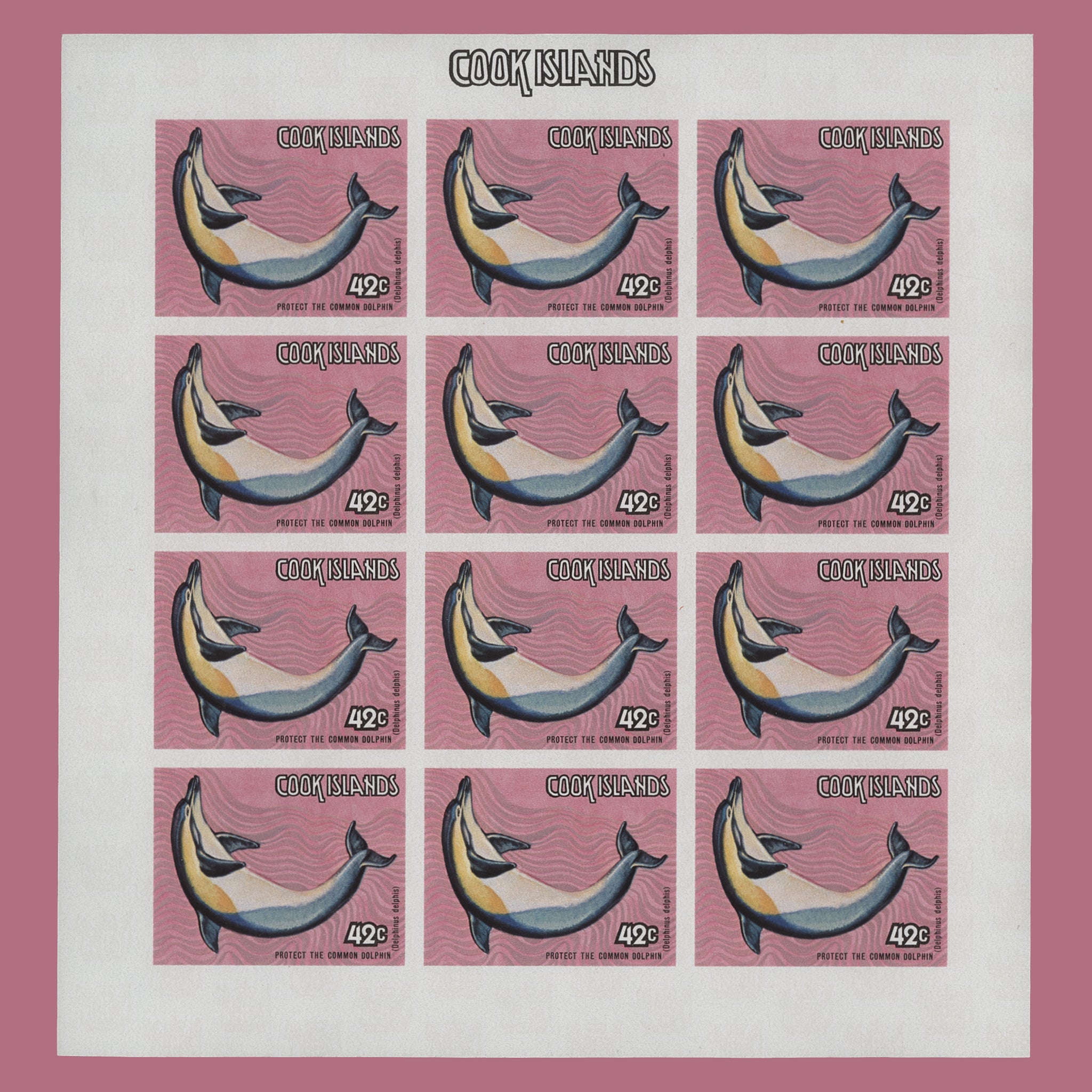 Cook Islands 1984 Common Dolphin imperf proof sheetlet – ZEBOOSE.COM