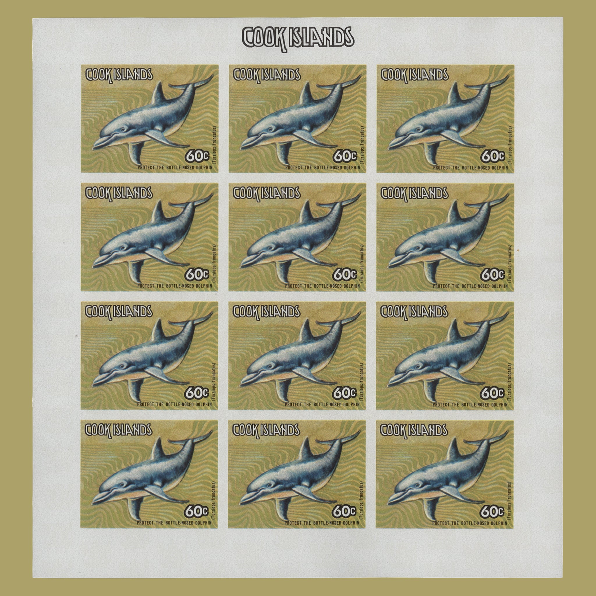 Cook Islands 1984 Bottle-Nosed Dolphin imperf proof sheetlet – ZEBOOSE.COM