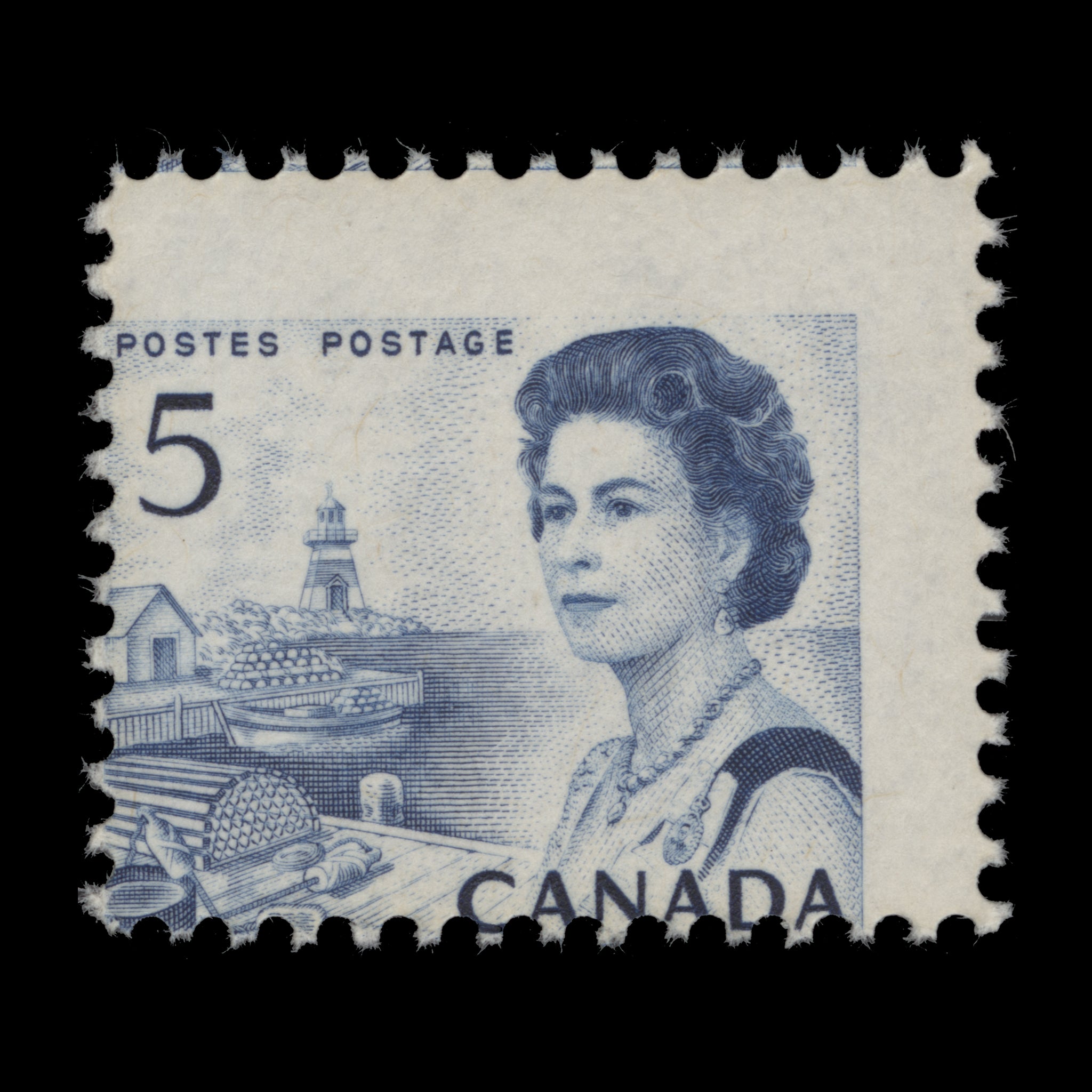 Canada 1971 (Variety) 5c Queen Elizabeth II with perf shift – ZEBOOSE.COM