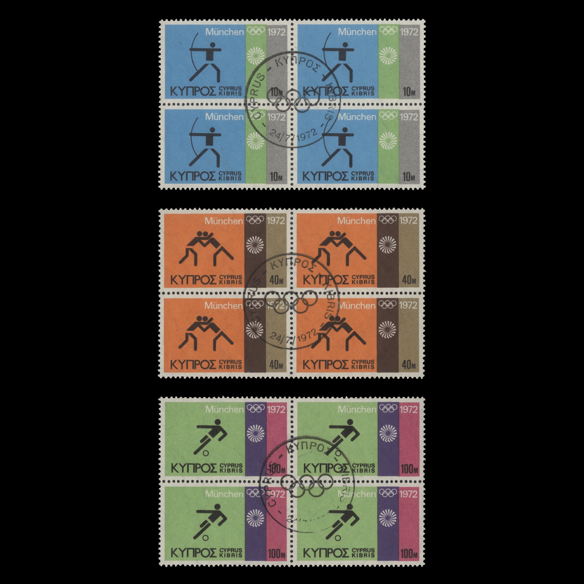 Cyprus 1972 (Used) Olympic Games, Munich blocks – ZEBOOSE.COM
