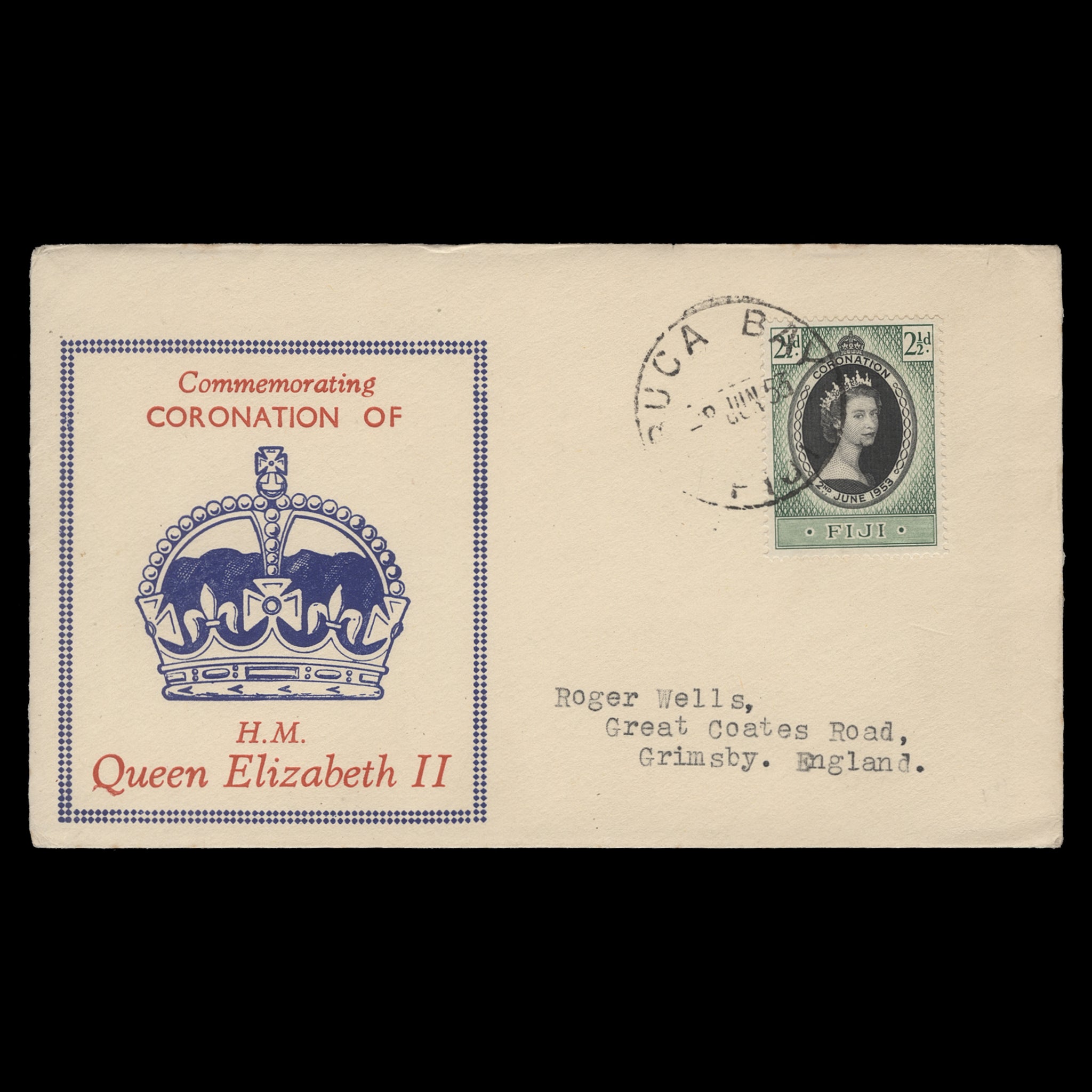 Fiji 1953 (FDC) 2½d Coronation, BUCA BAY – ZEBOOSE.COM