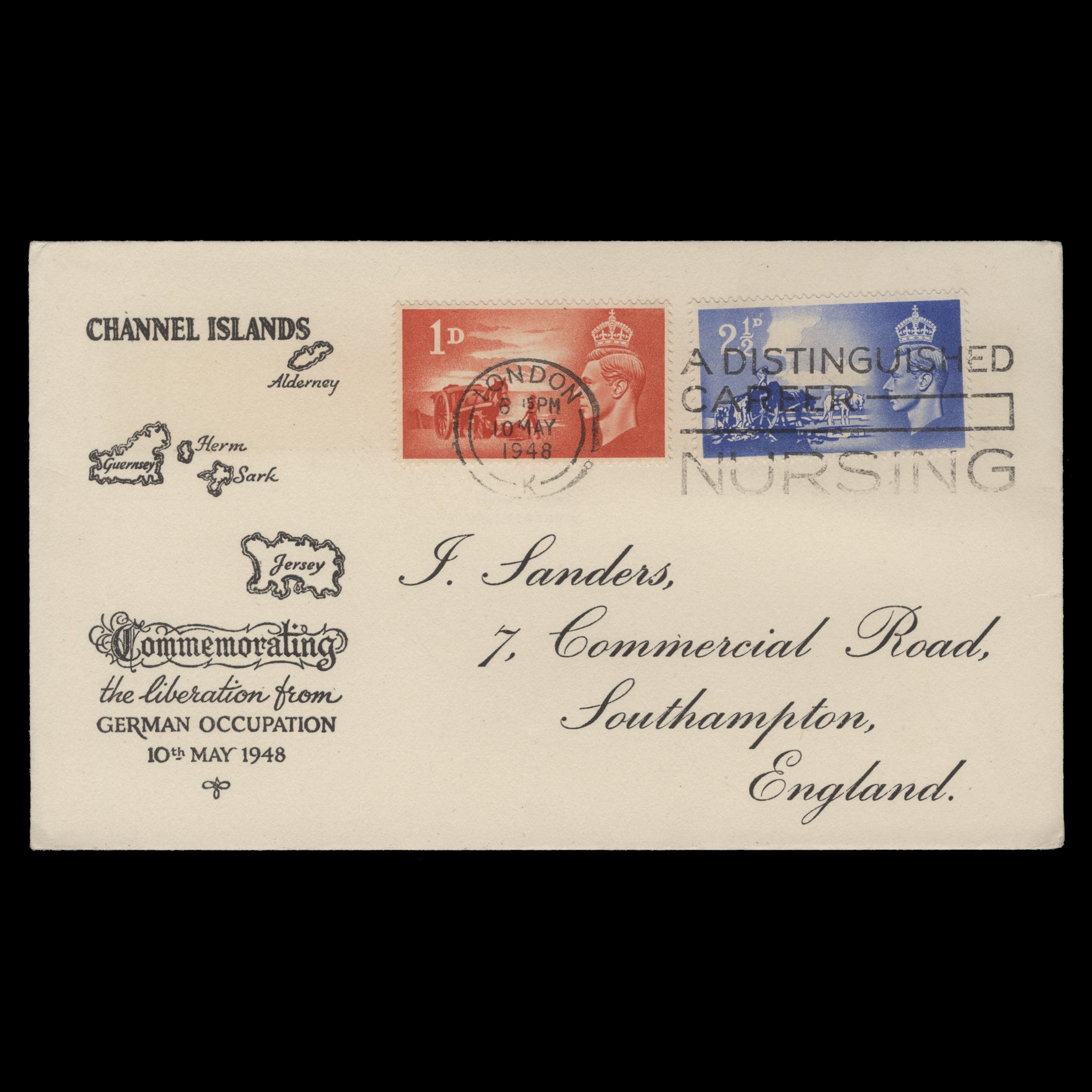 Channel Islands 1948 (FDC) Liberation Anniversary, LONDON – ZEBOOSE.COM