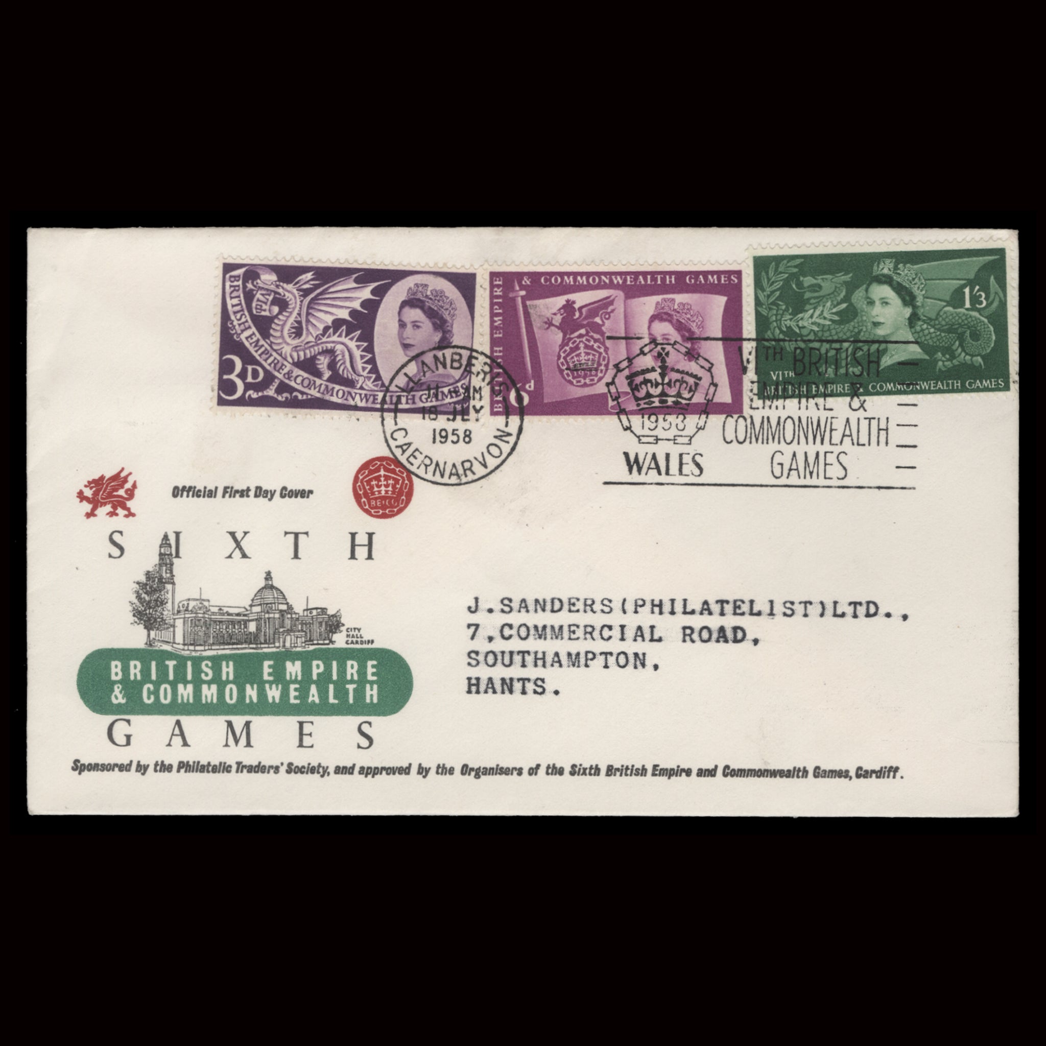 Great Britain 1958 Commonwealth Games first day cover, LLANBERIS ...