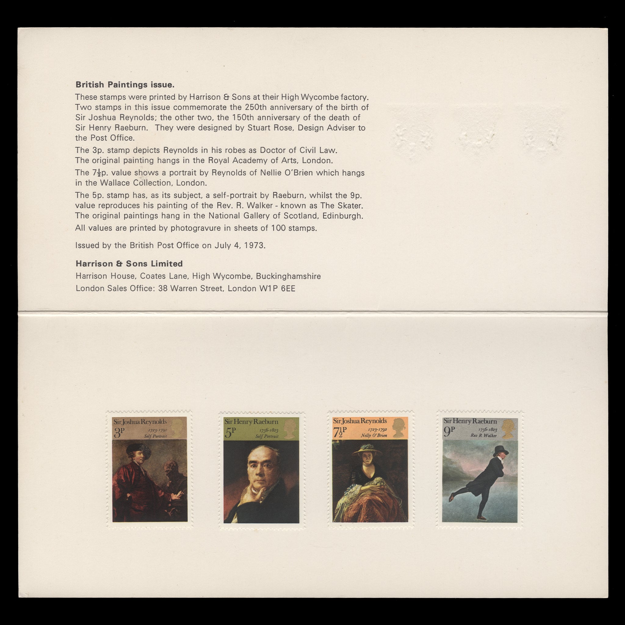 Great Britain 1973 British Paintings presentation folder – ZEBOOSE.COM