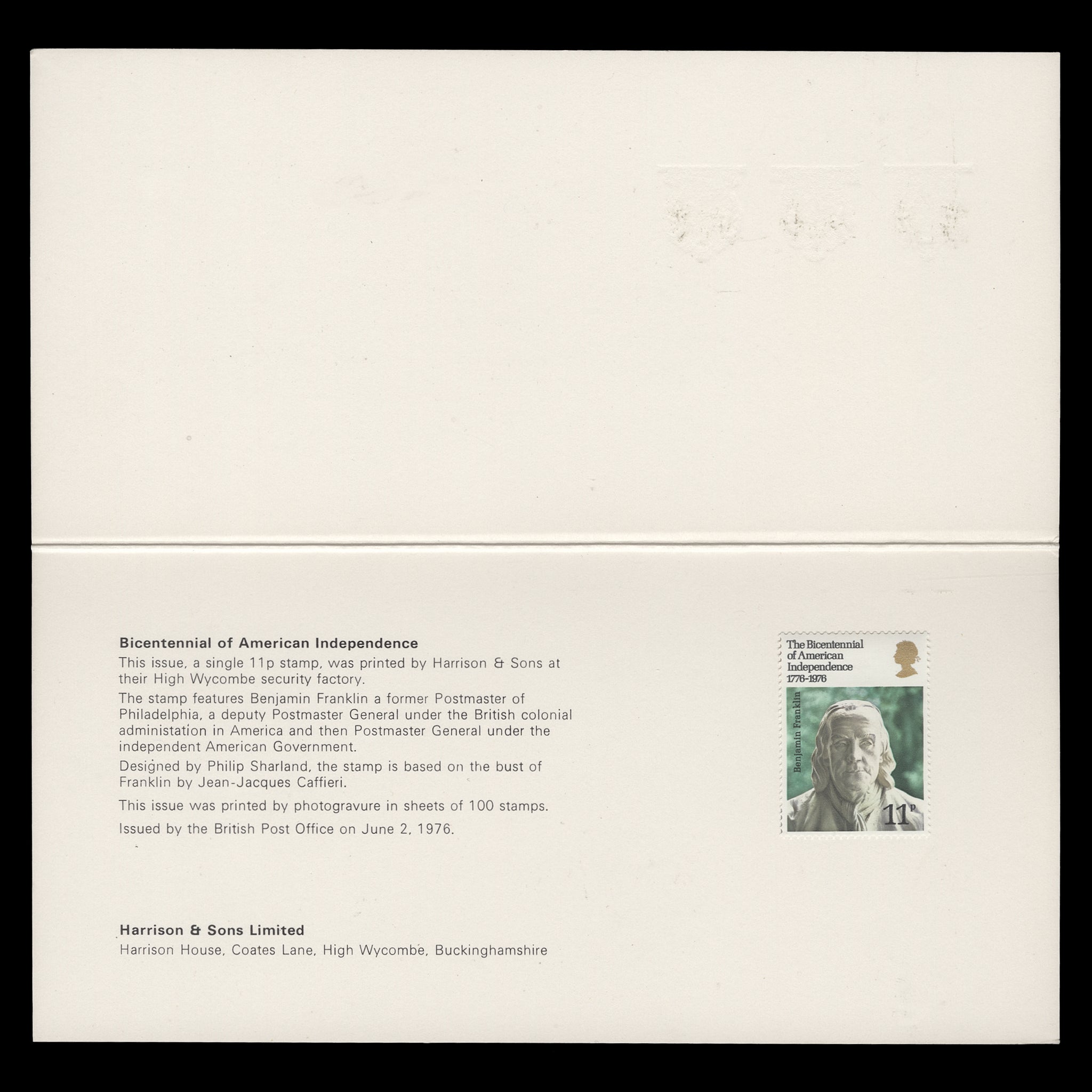 Great Britain 1976 American Revolution Bicentenary presentation folder ...