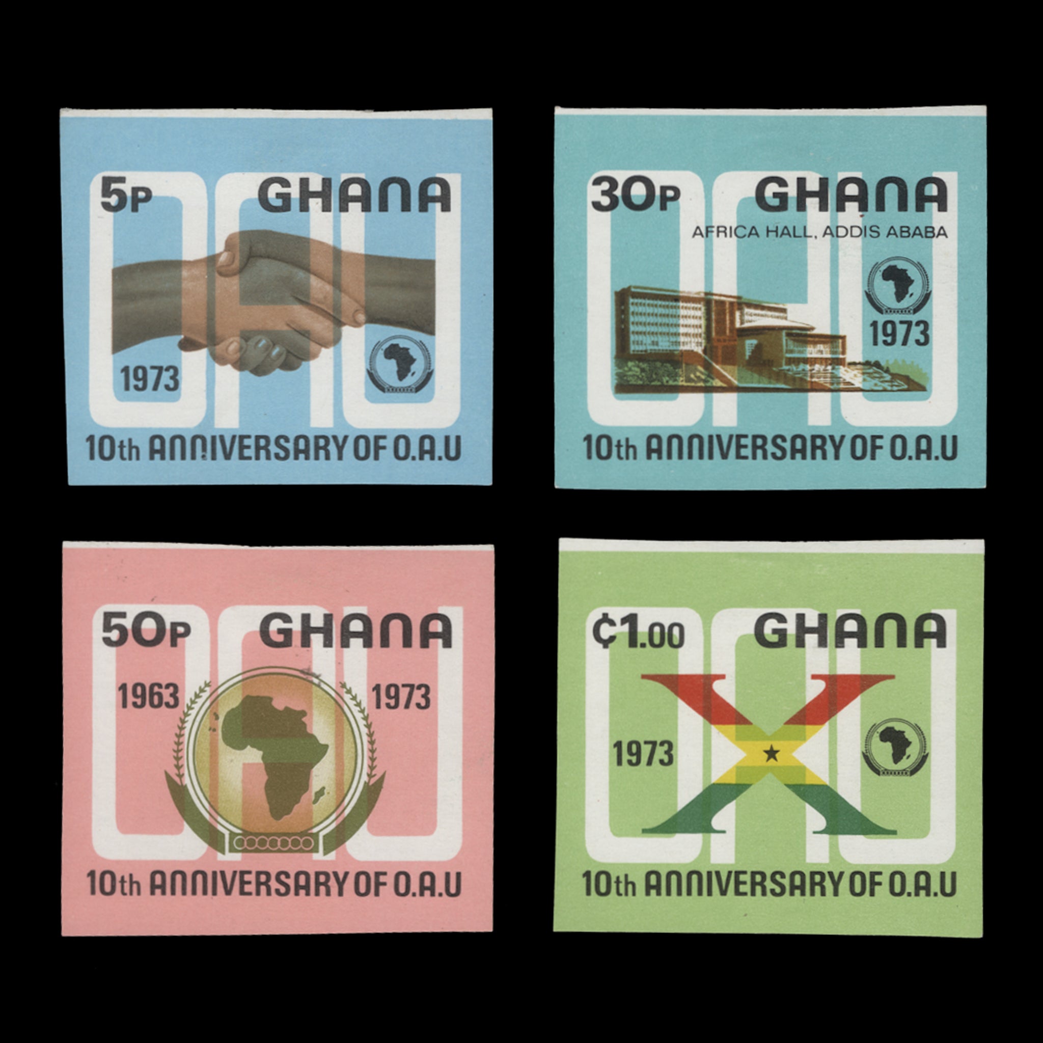 Ghana 1973 (Variety) OAU Anniversary imperforate set – ZEBOOSE.COM