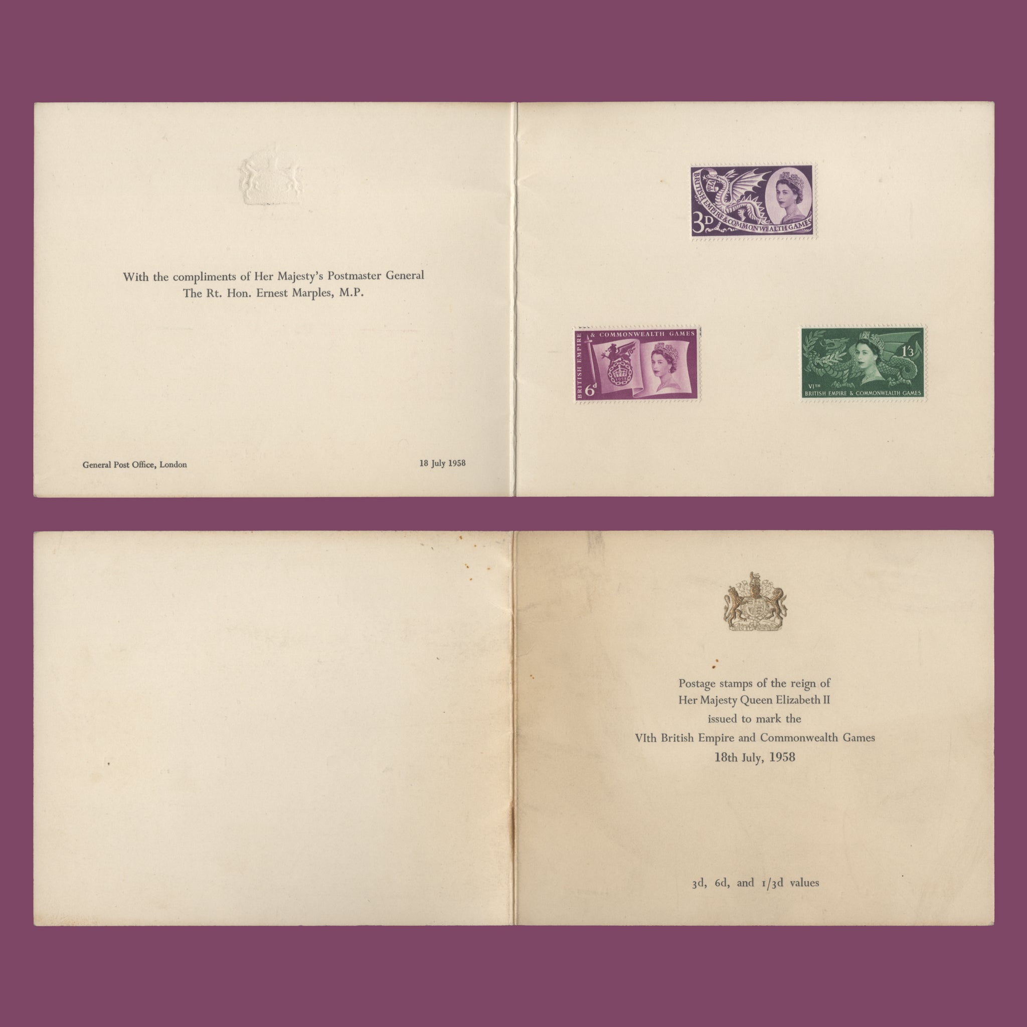 Great Britain 1958 Commonwealth Games presentation folder – ZEBOOSE.COM
