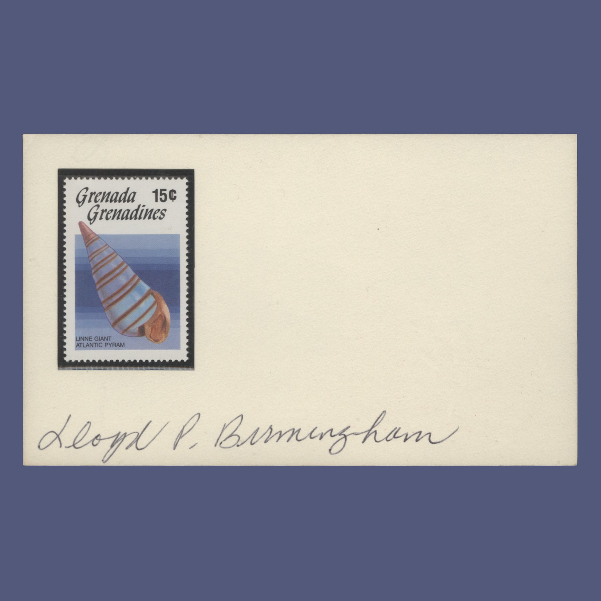 Grenadines of Grenada 1986 Giant Atlantic Pyram on card signed by desi ...