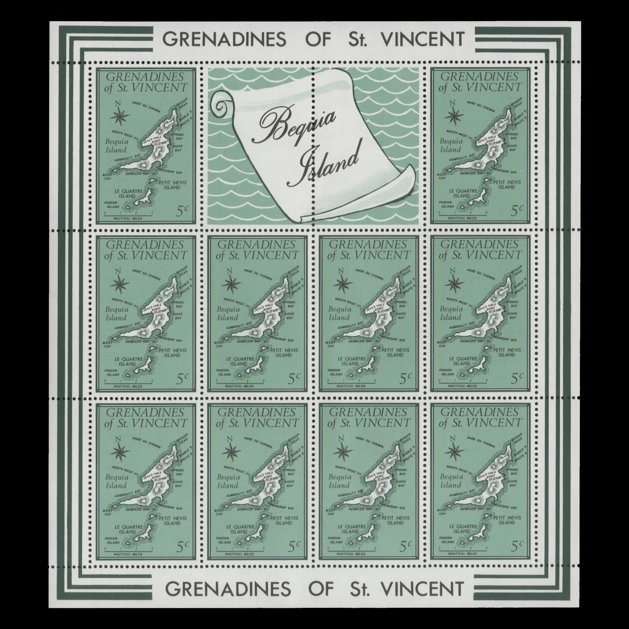 Grenadines of St Vincent 1974 (MNH) Maps sheetlets – ZEBOOSE.COM