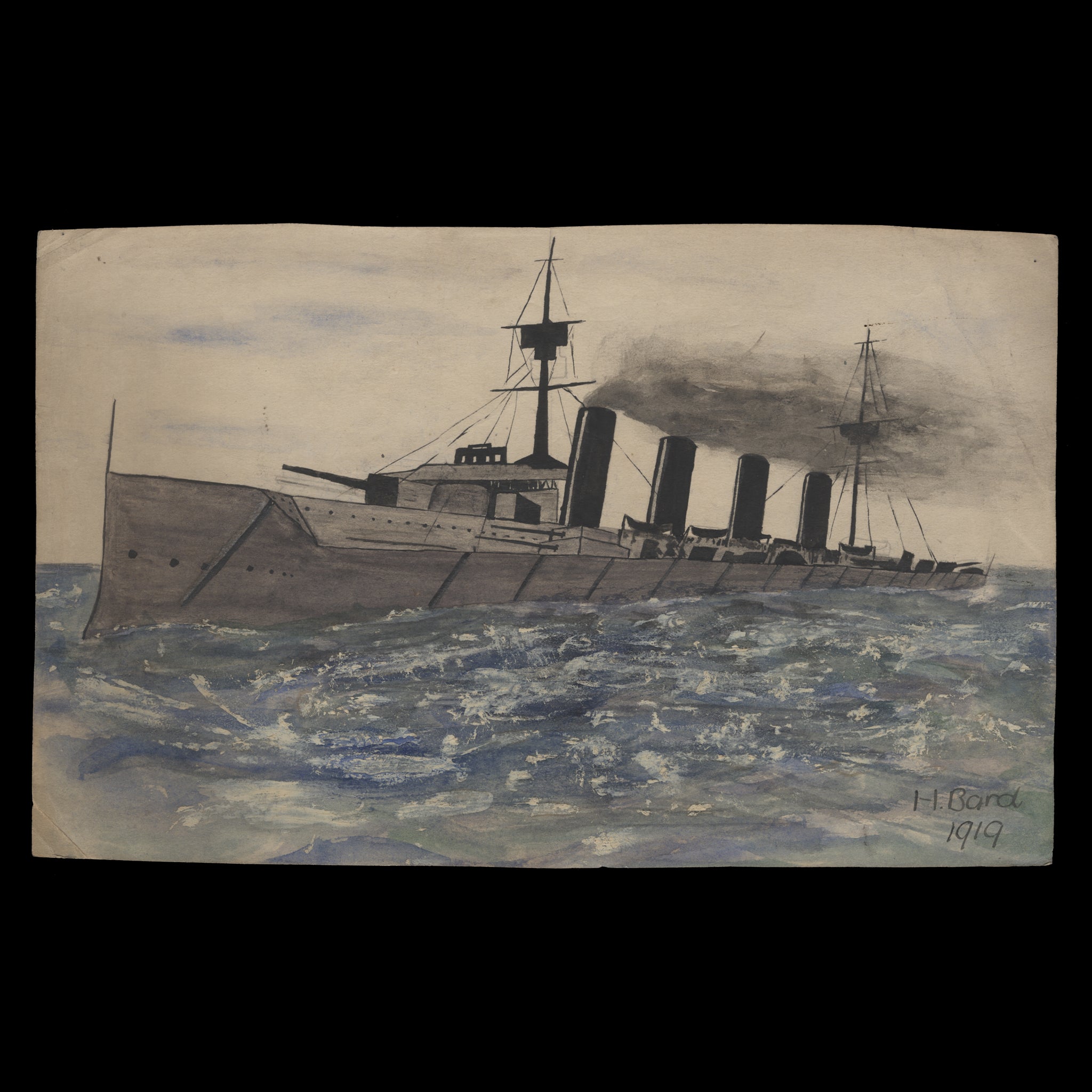 Duke of Edinburgh-Class Cruiser watercolour by Harold J Bard aged 11 ...