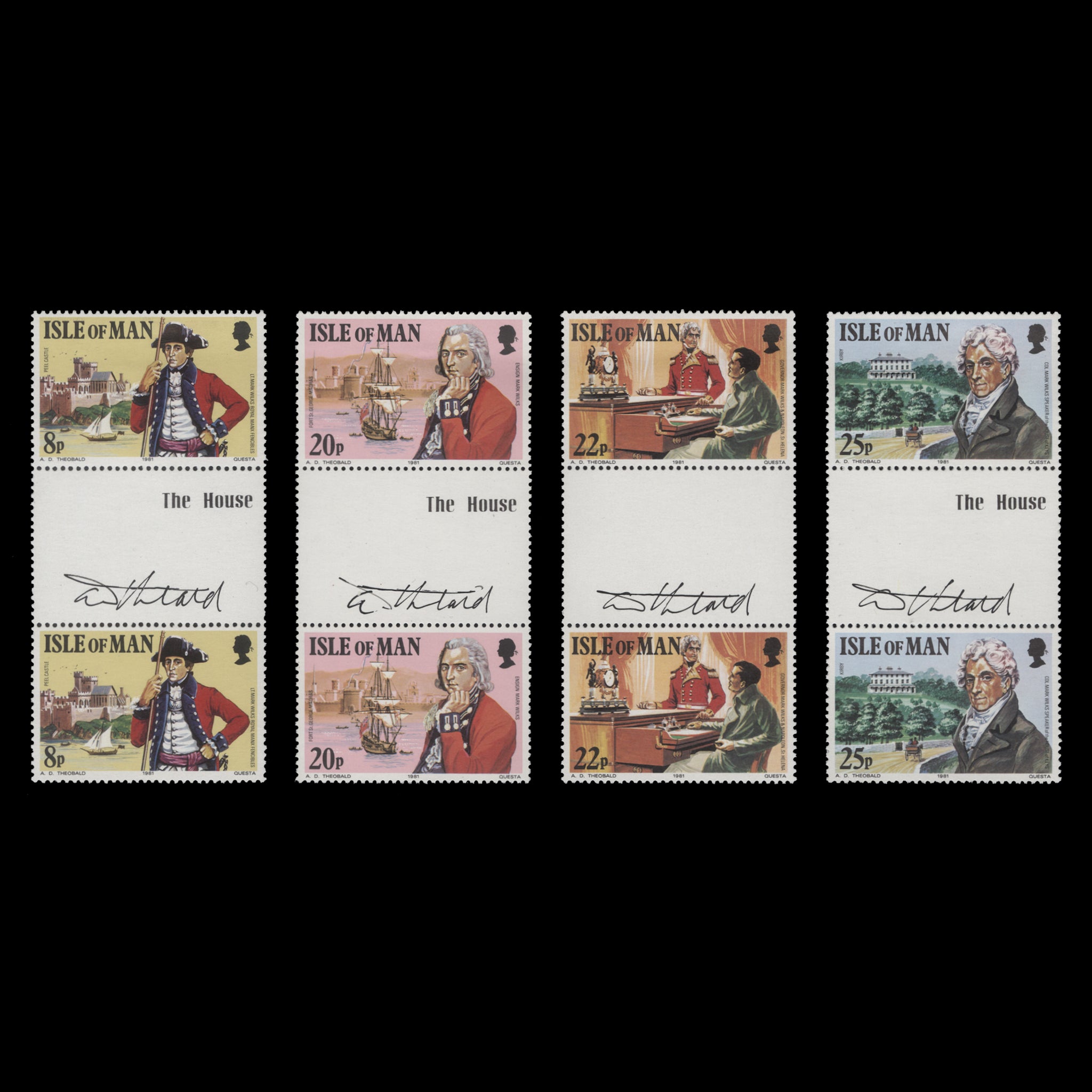 Isle of Man 1981 Mark Wilks Death Anniversary gutter pairs signed by T ...