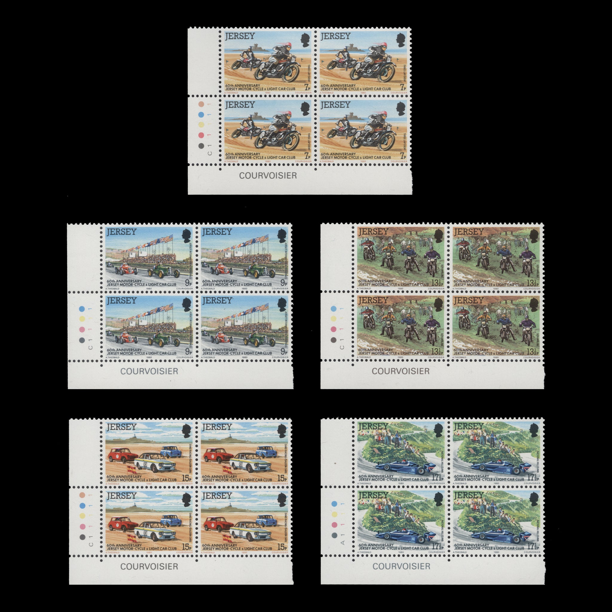 Jersey 1980 (MNH) JMC & LCC Anniversary traffic light/plate blocks ...