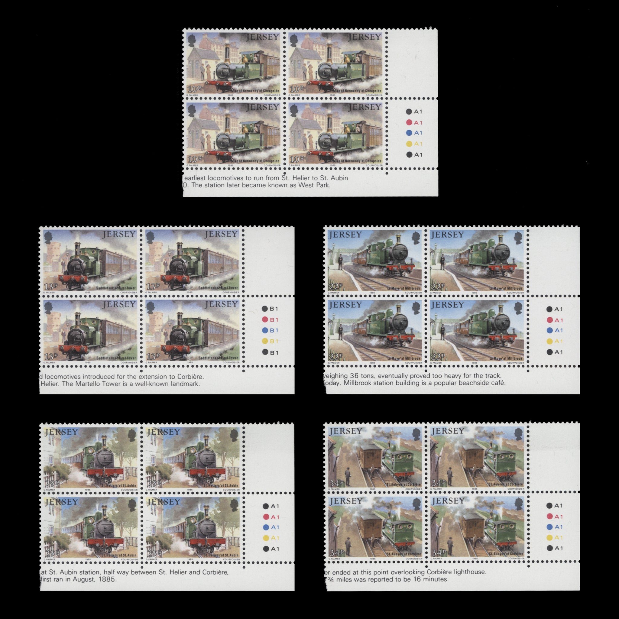 Jersey 1985 (MNH) Western Railway traffic light/plate blocks – ZEBOOSE.COM