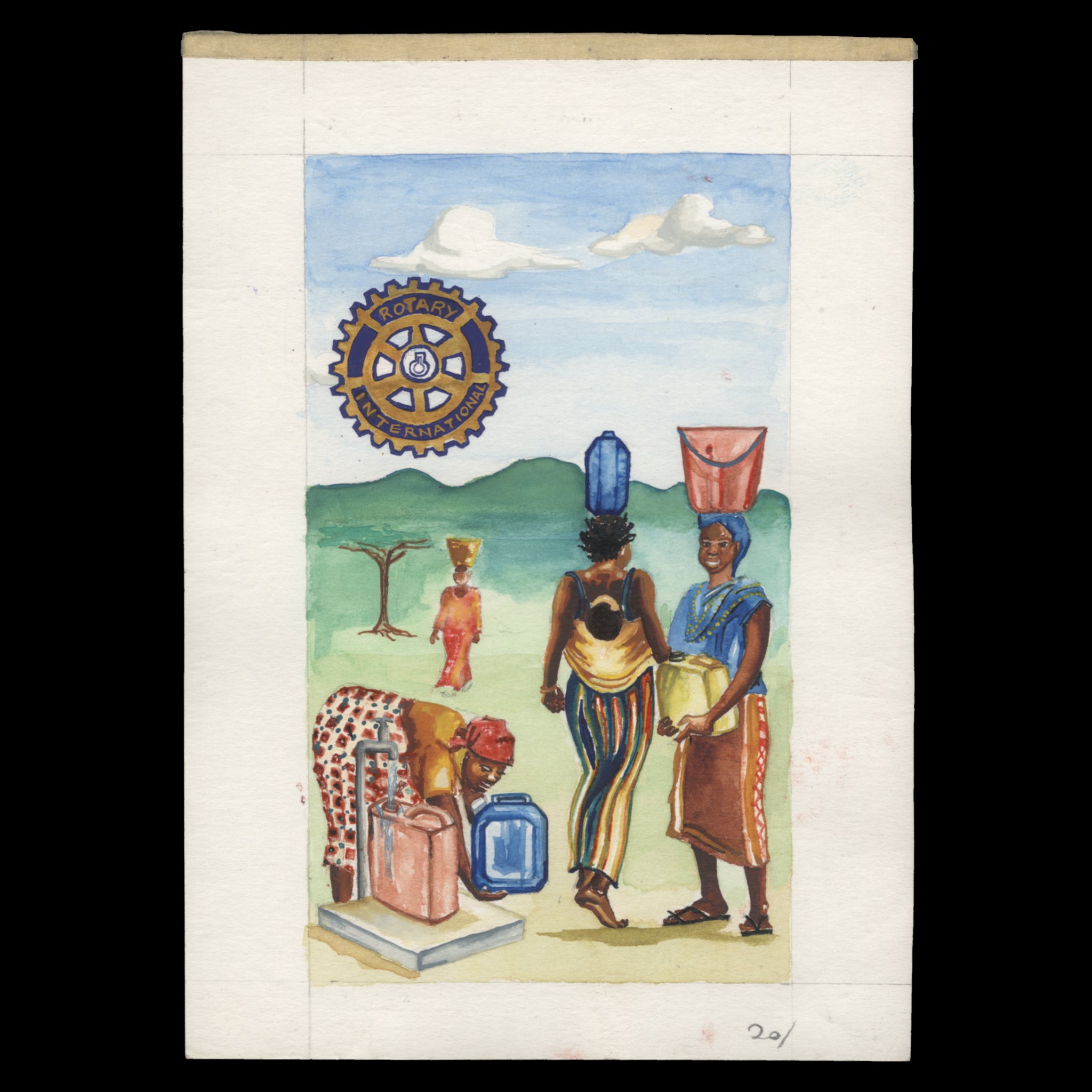 Kenya 1994 Water Projects/Rotary Club Anniversary watercolour artwork ...