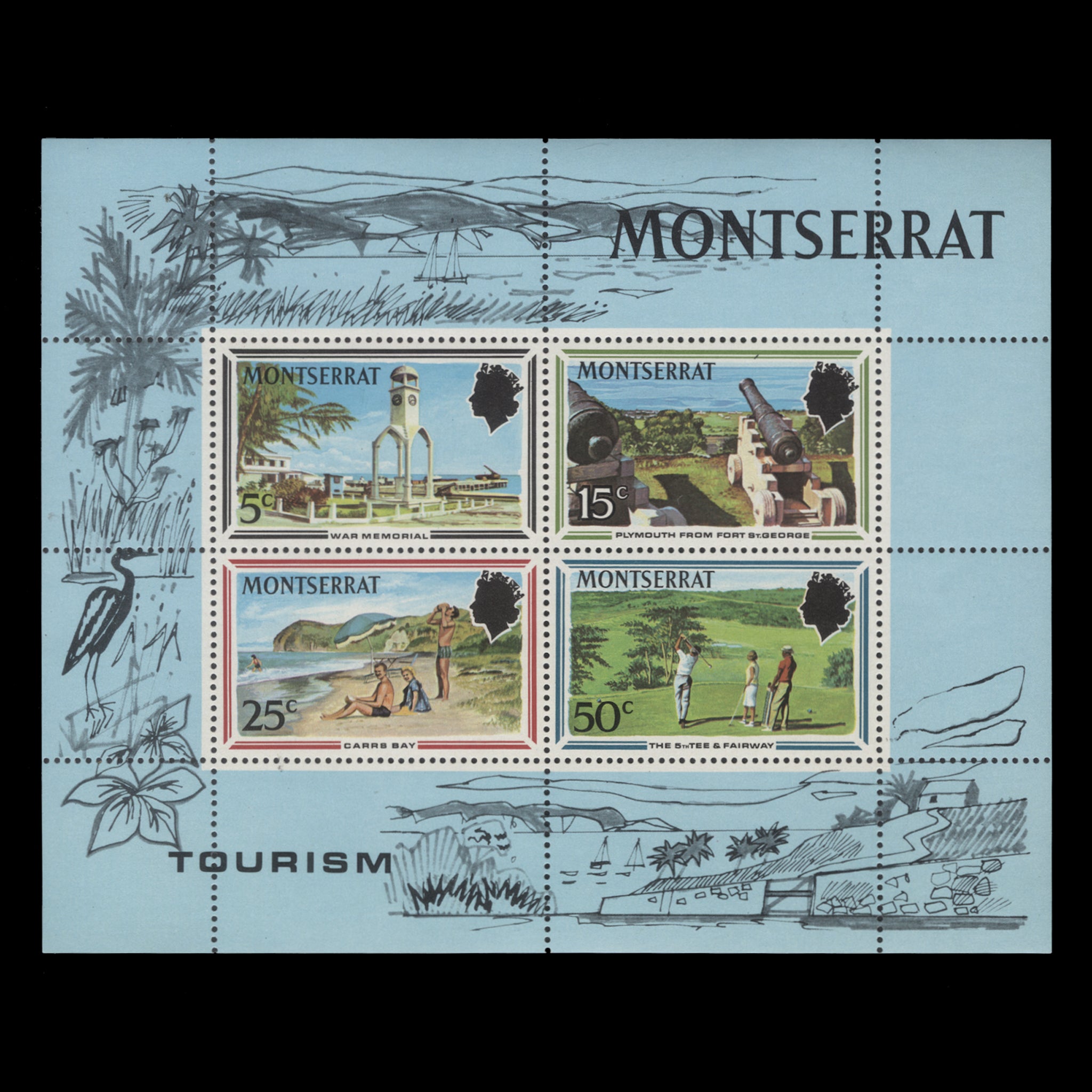 Montserrat 1970 (MNH) Tourism miniature sheet – ZEBOOSE.COM