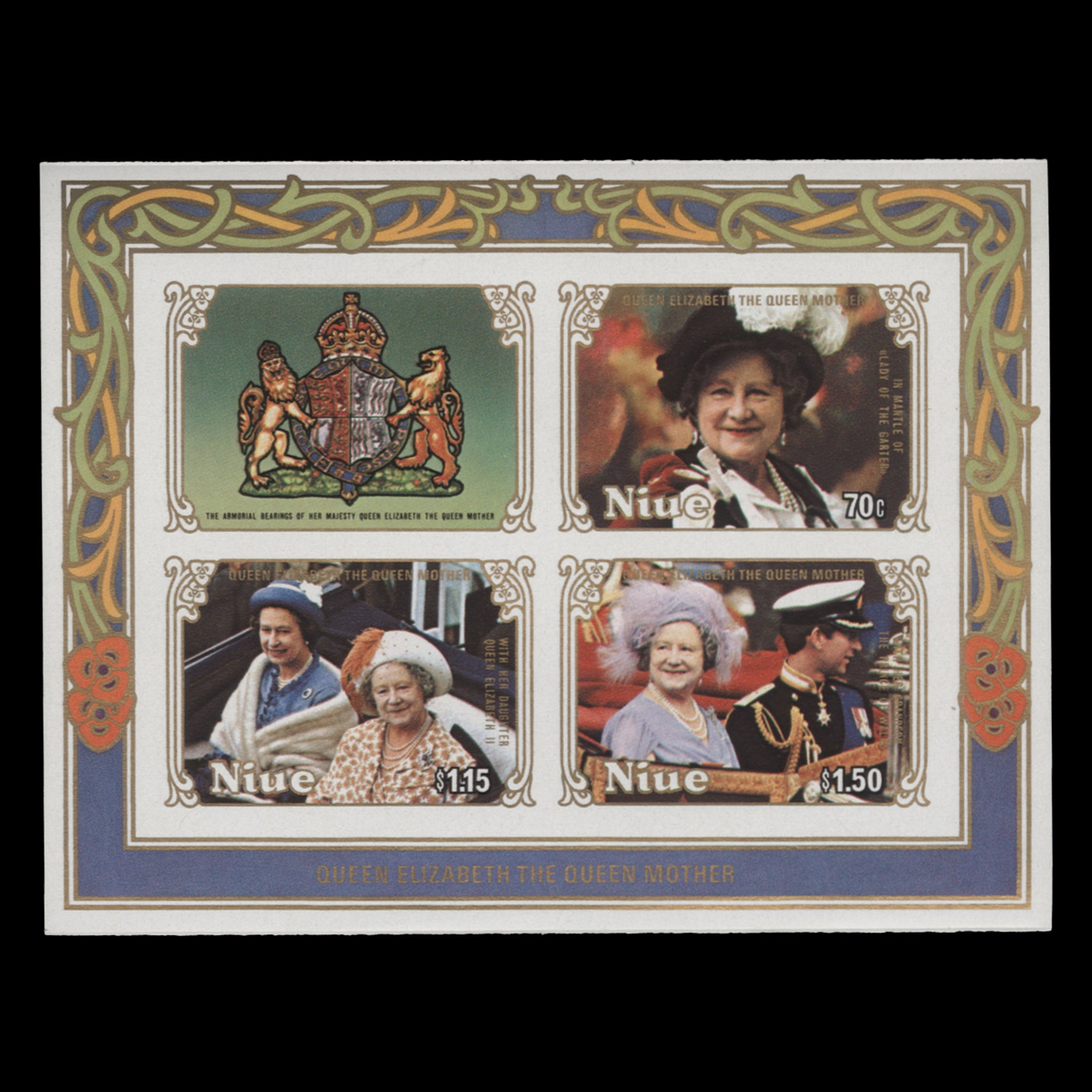 Niue 1985 Queen Mother's Birthday imperf proof sheetlet – ZEBOOSE.COM