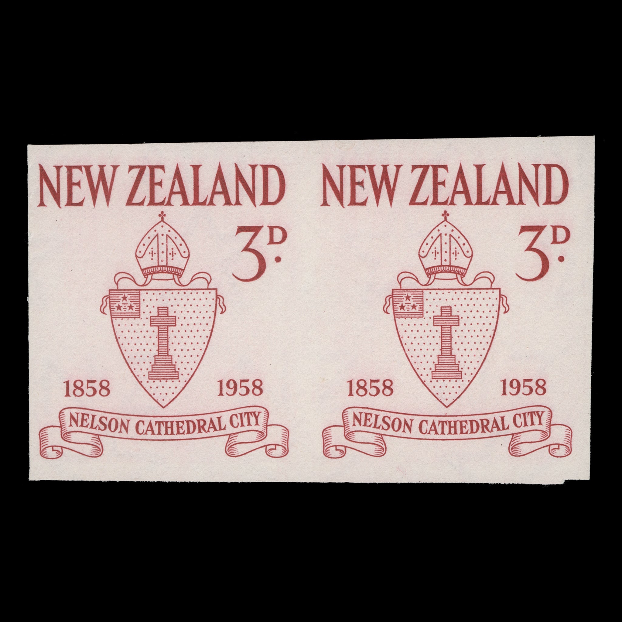 New Zealand 1958 City of Nelson Centenary imperf proof pair – ZEBOOSE.COM