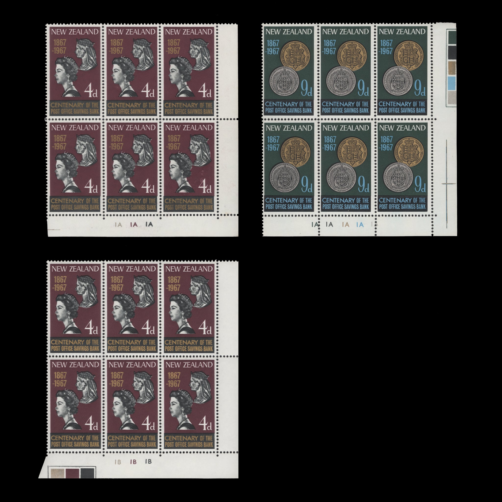 New Zealand 1967 (MNH) POSB Centenary plate blocks – ZEBOOSE.COM