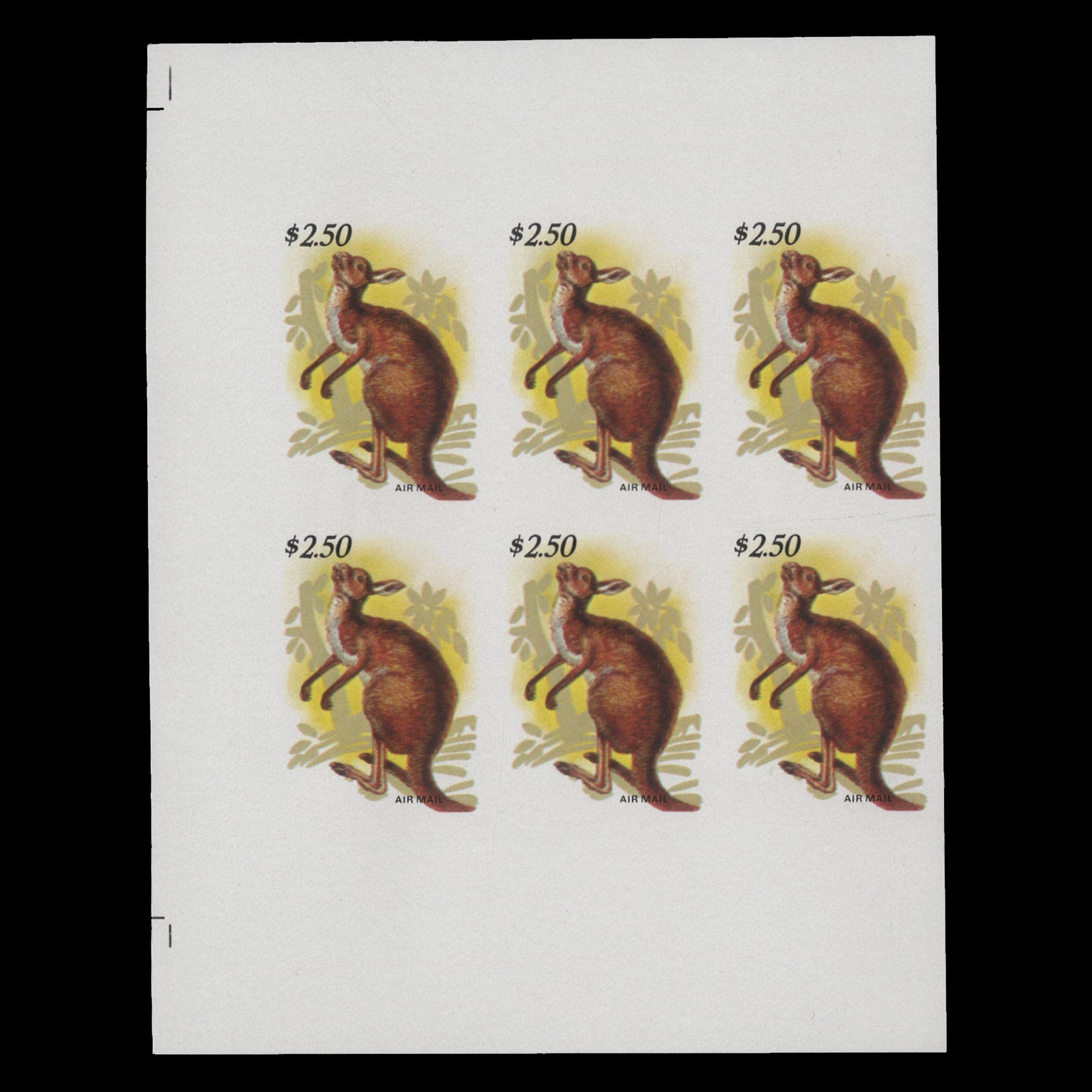 Niue 1984 Kangaroo/Stamp Exhibition, Melbourne progressive proof block ...