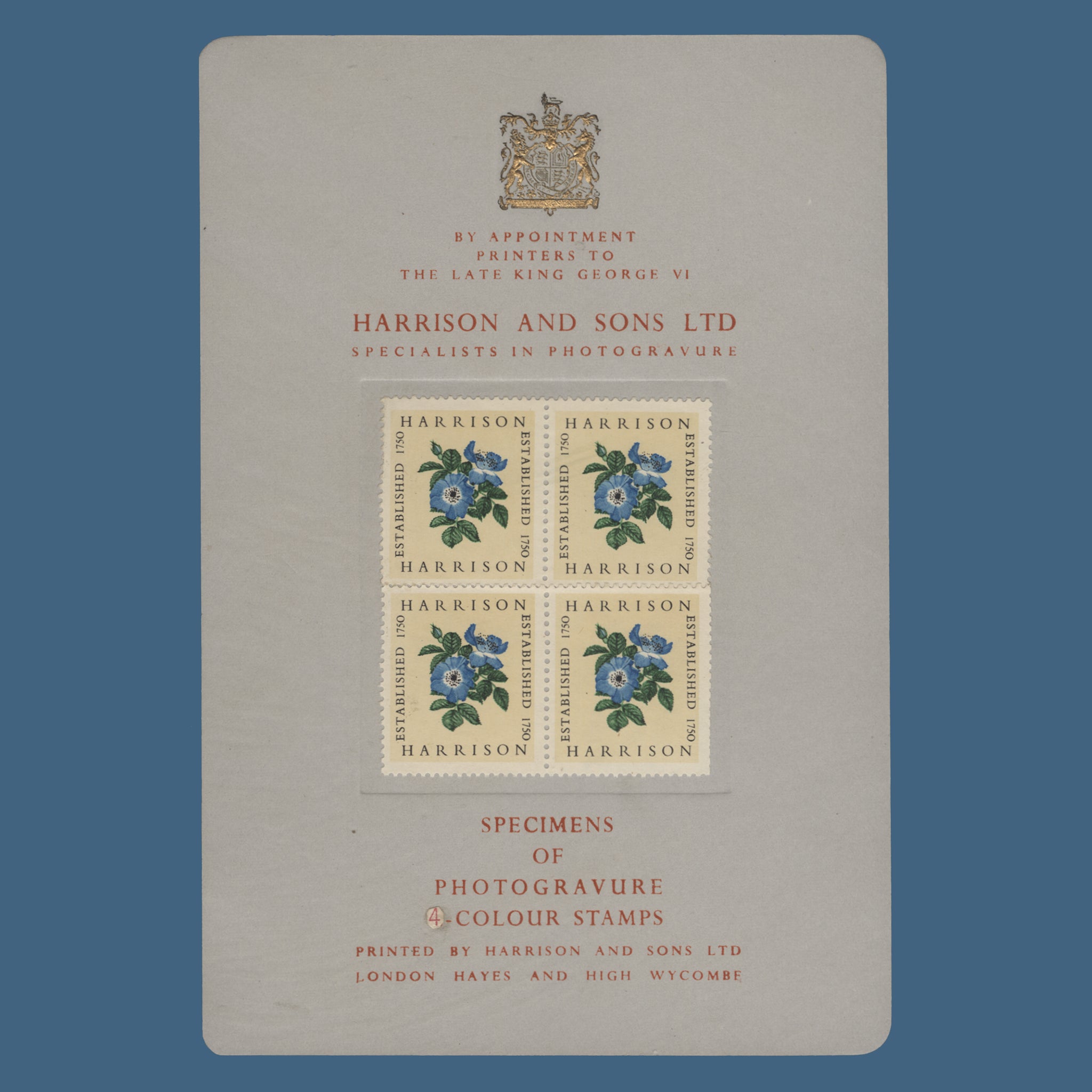 Omnibus 1954 Specimens of Photogravure 4-Colour Stamps presentation ca ...