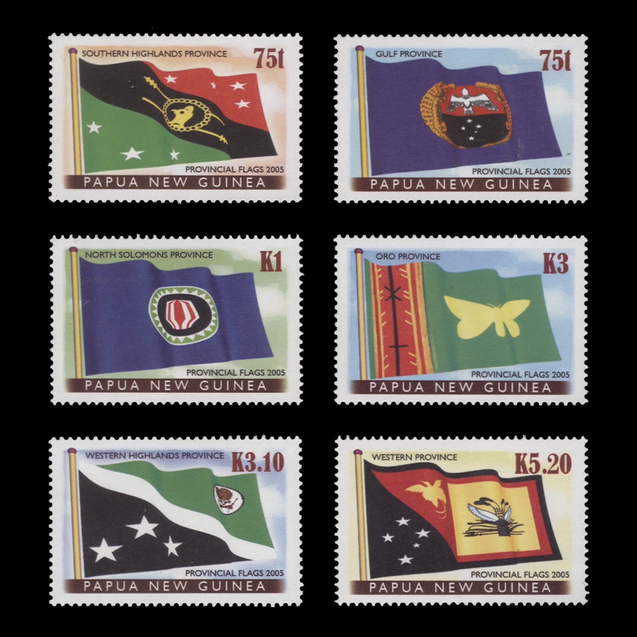 Papua New Guinea 2005 (MNH) Provincial Flags set – ZEBOOSE.COM