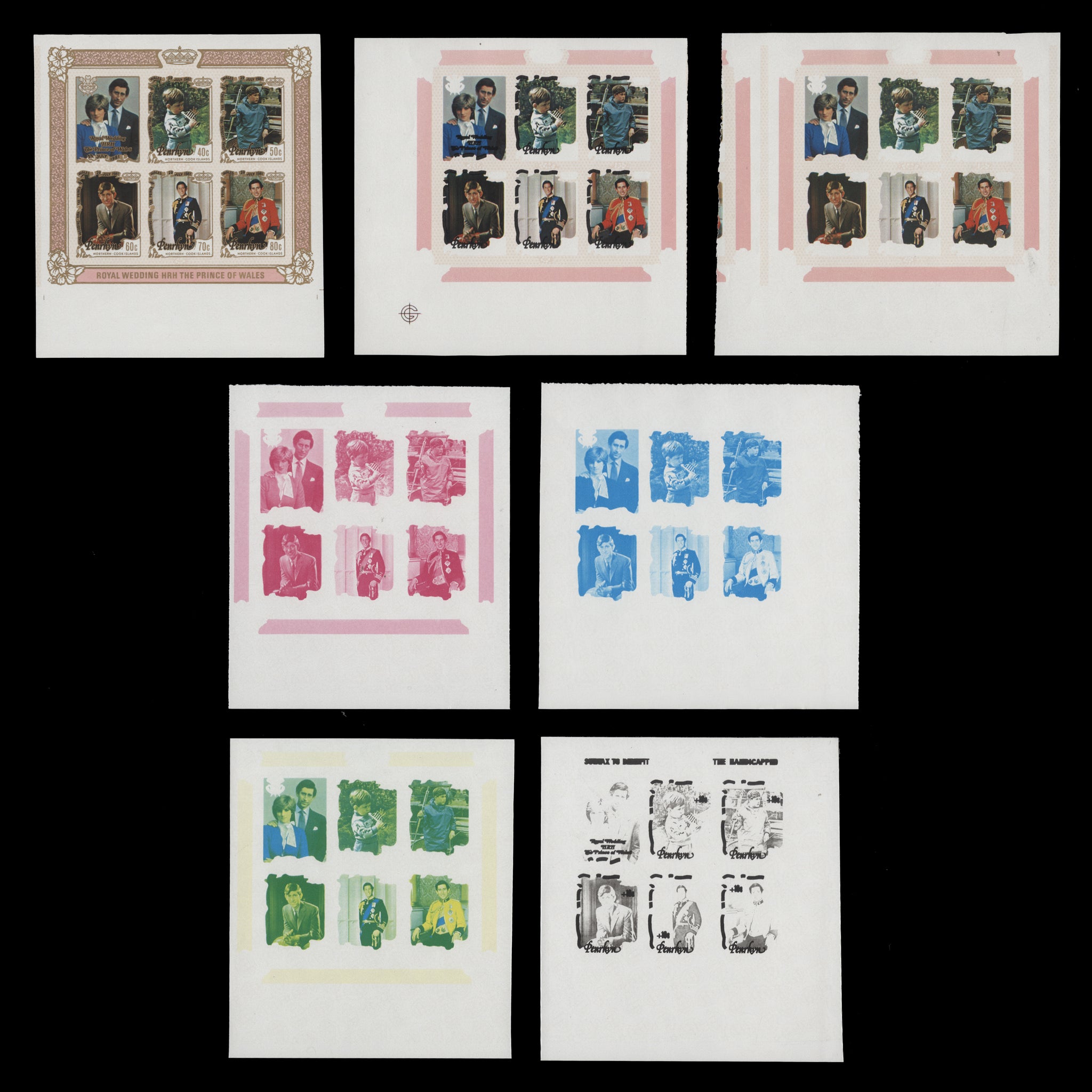 Penrhyn 1981 Royal Wedding progressive proof miniature sheets – ZEBOOSE.COM