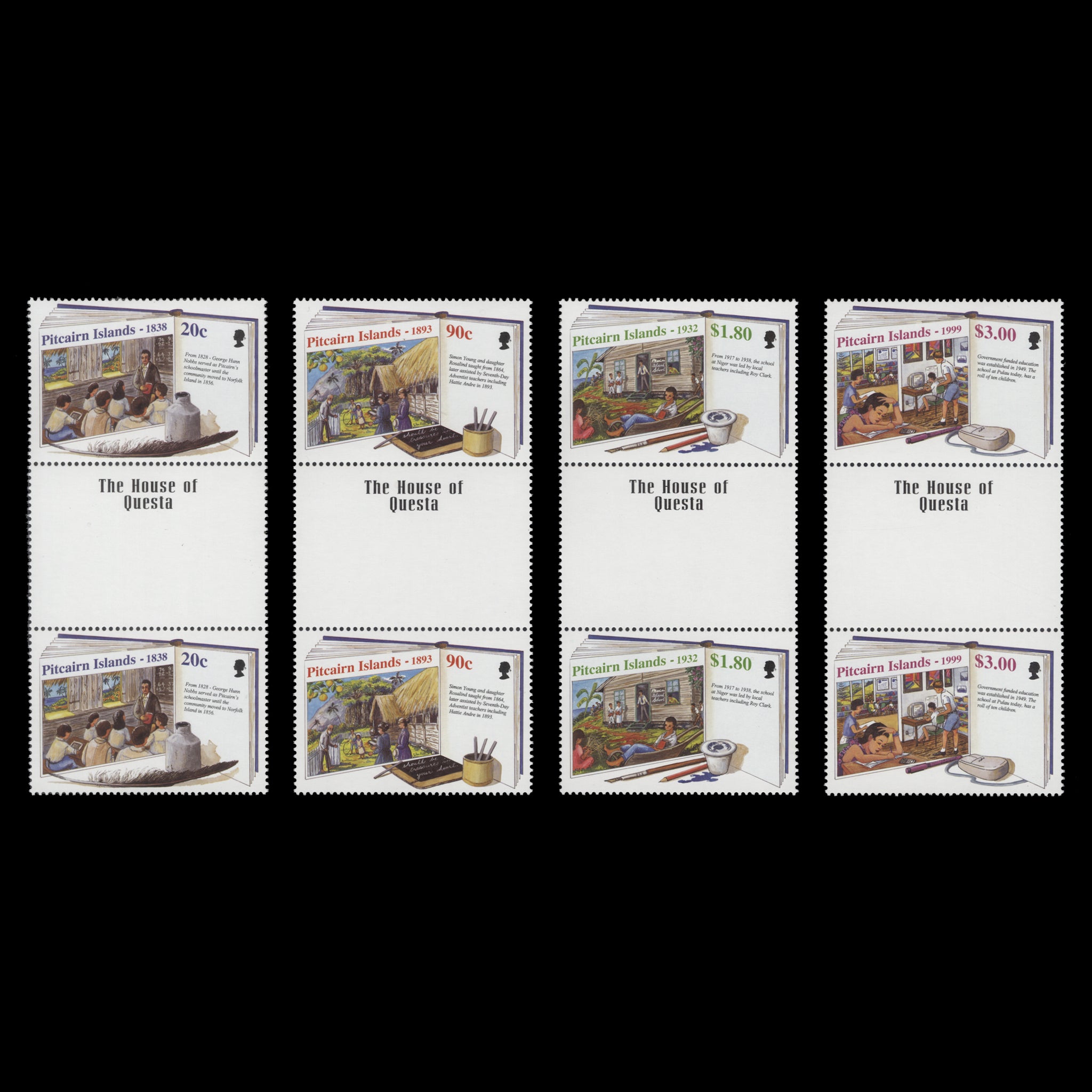 Pitcairn Islands 1999 (MNH) Local Education gutter imprint pairs ...