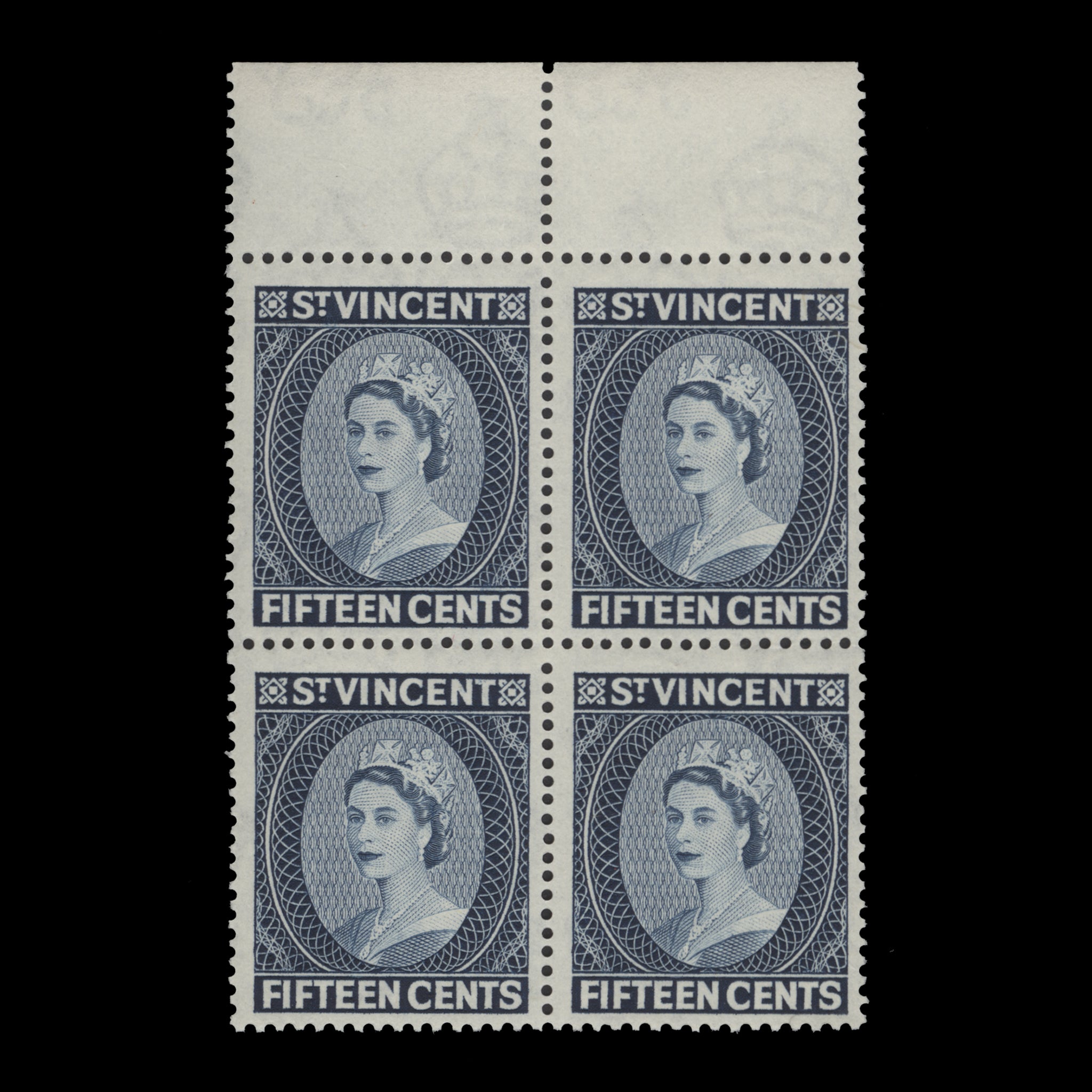 Saint Vincent 1961 (MNH) 15c Queen Elizabeth II block, De La Rue ...