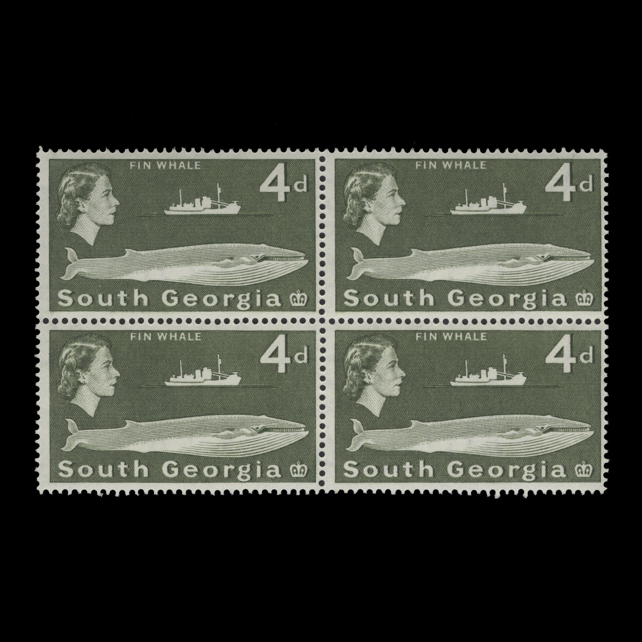 South Georgia 1963 (MNH) 4d Fin Whale block – ZEBOOSE.COM