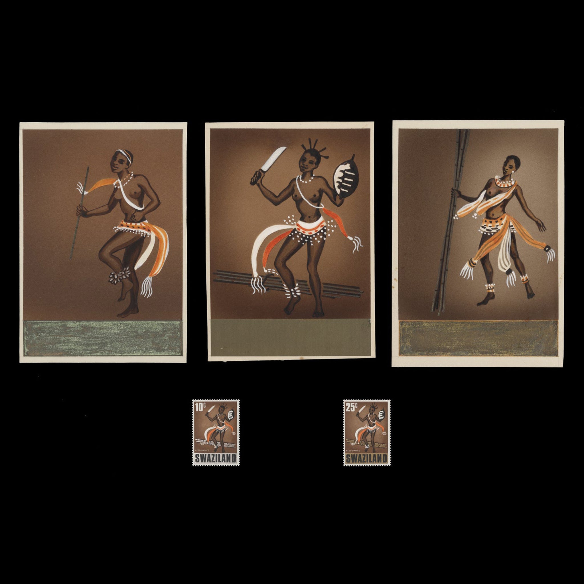 Swaziland 1968 Reed Dance watercolour essays by Gabriel Ellison ...
