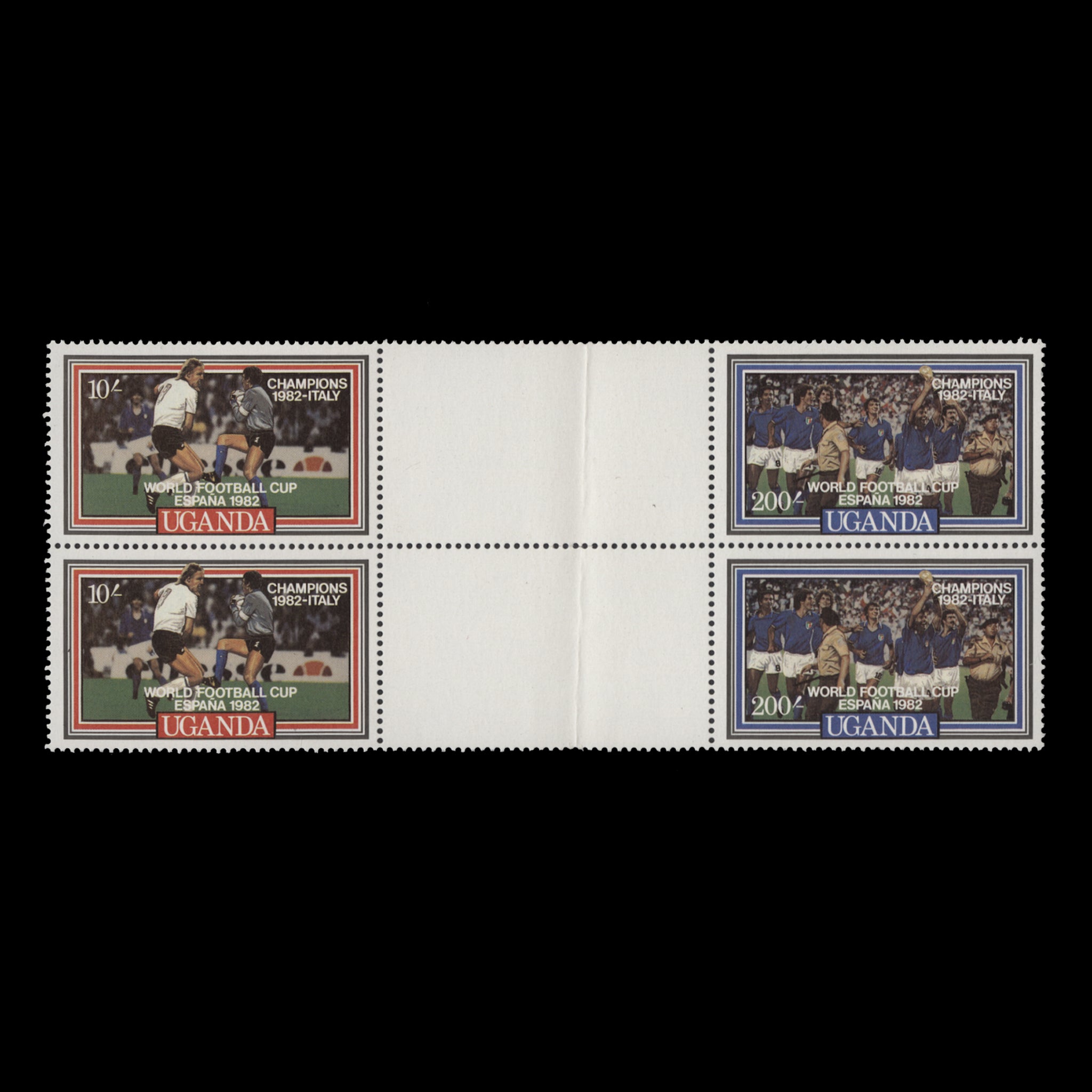 Uganda 1982 (MNH) World Cup Football Championship Winners gutter block ...
