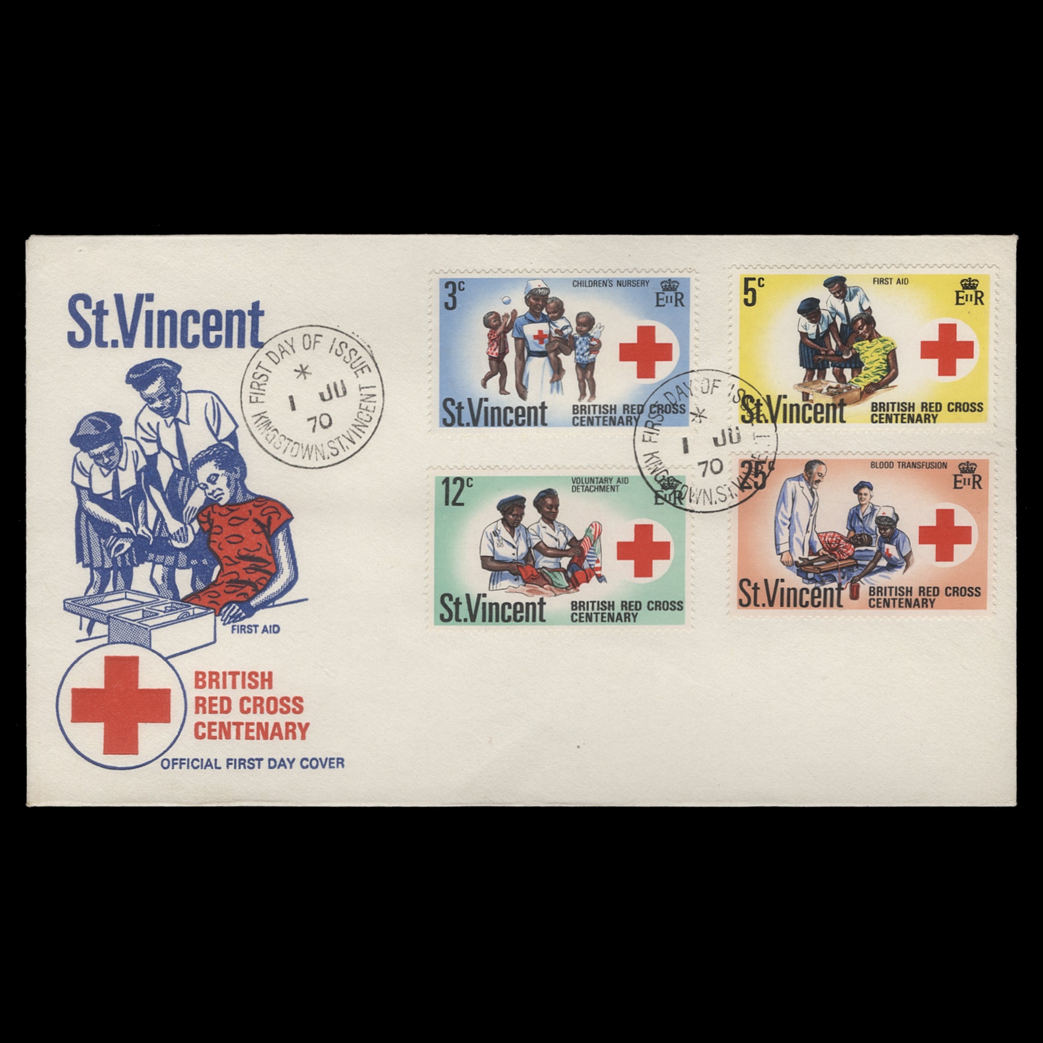 Saint Vincent 1970 Red Cross Centenary first day cover, KINGSTOWN ...