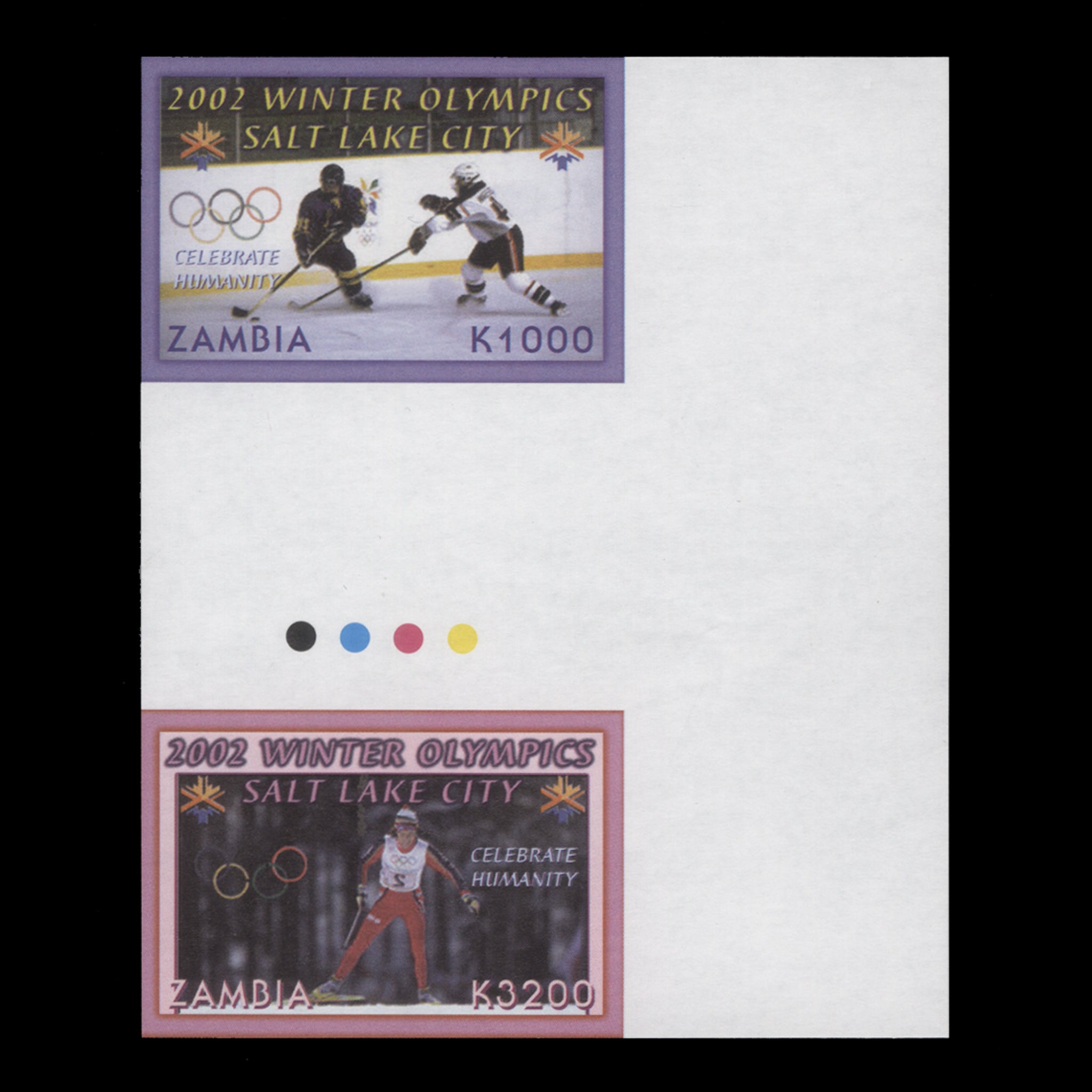 Zambia 2002 Winter Olympics, Salt lake City imperforate proof traffic ...