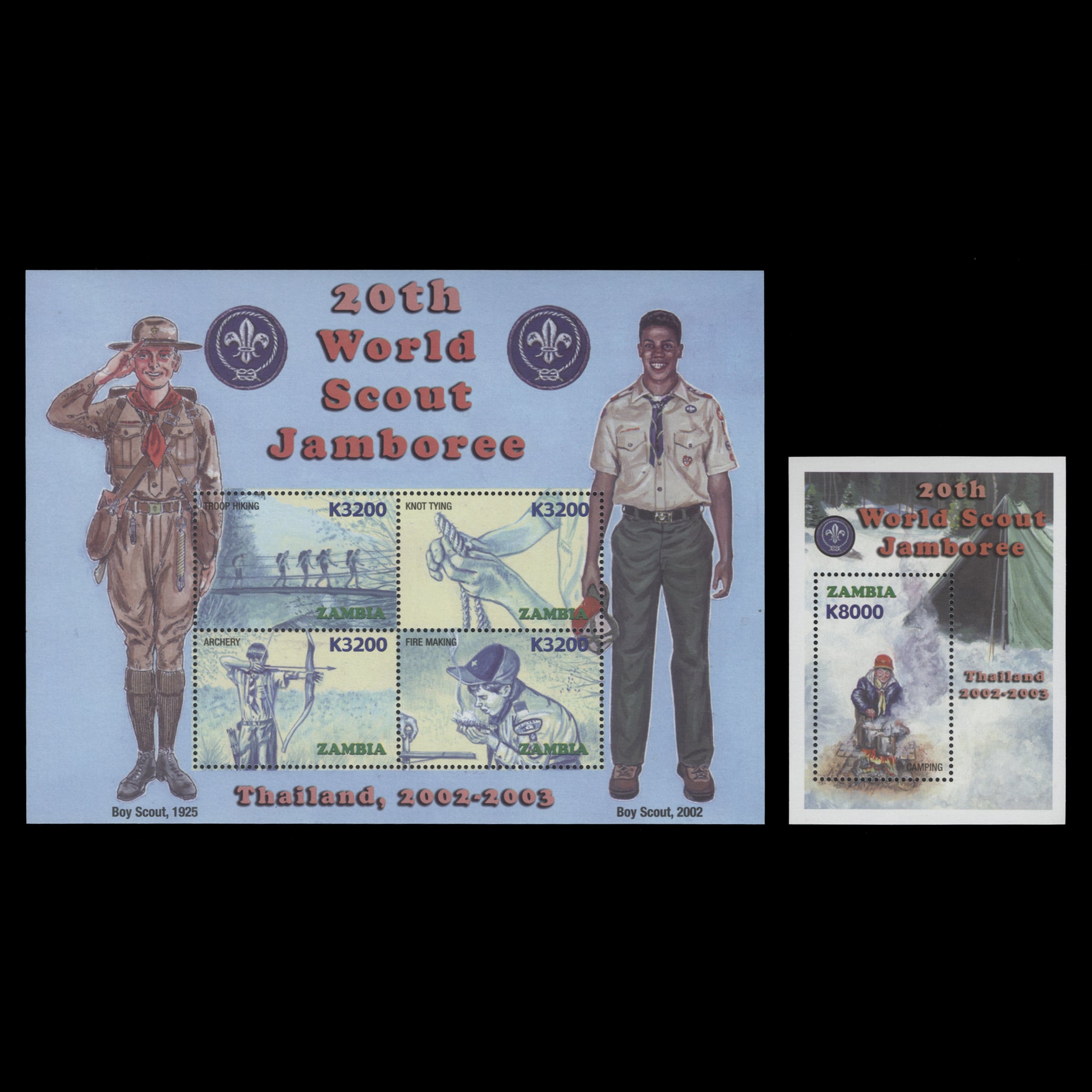 Zambia 2002 (MNH) World Scout Jamboree miniature sheets – ZEBOOSE.COM