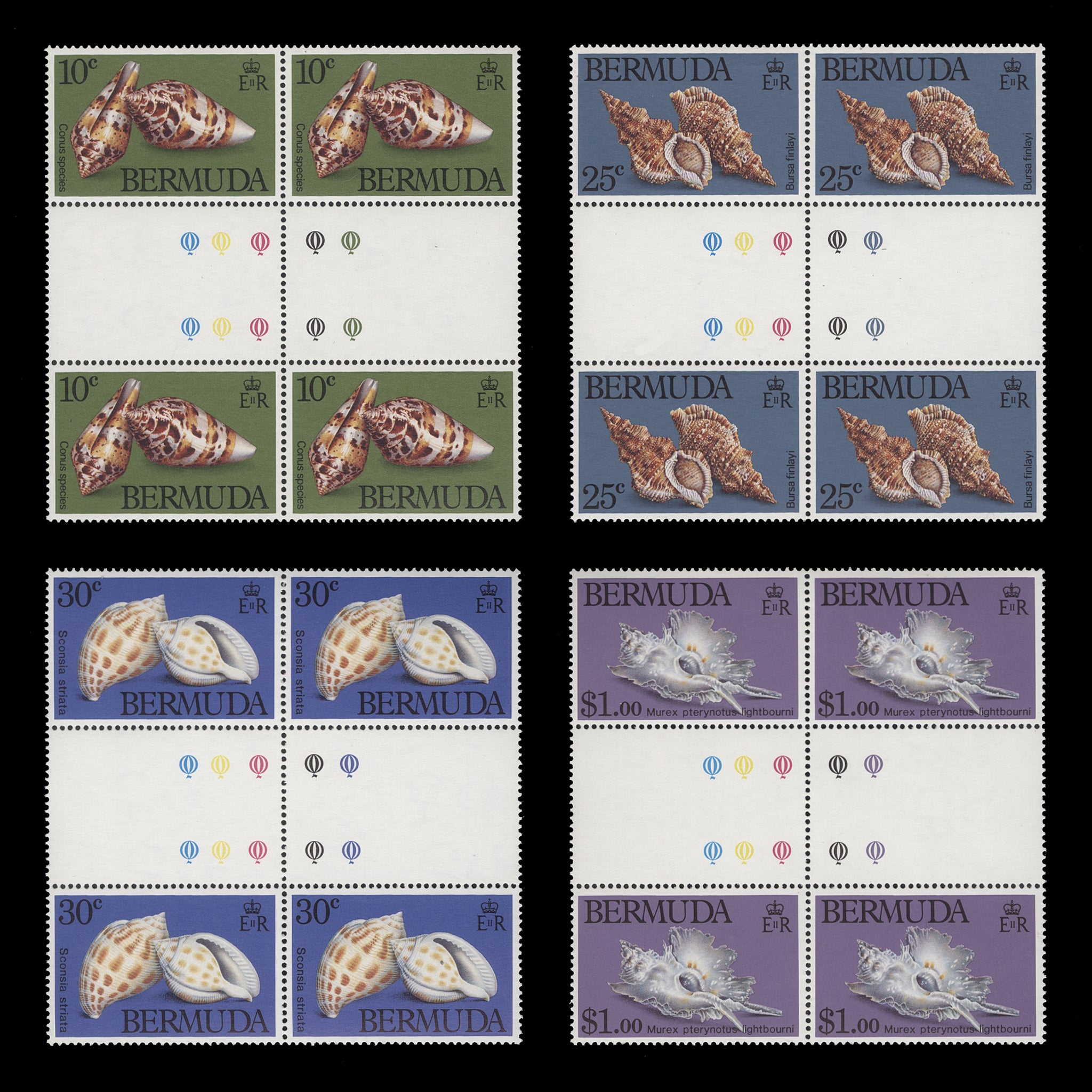 Bermuda 1982 (MNH) Shells gutter traffic light blocks – ZEBOOSE.COM