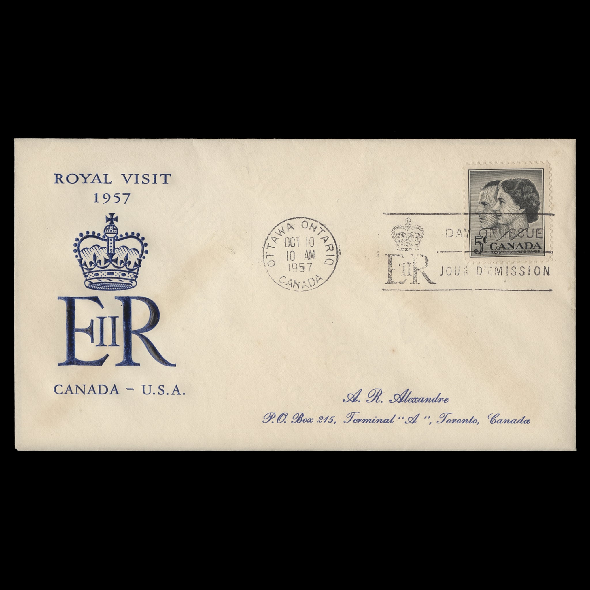 Canada 1957 (FDC) 5c Royal Visit, OTTAWA – ZEBOOSE.COM