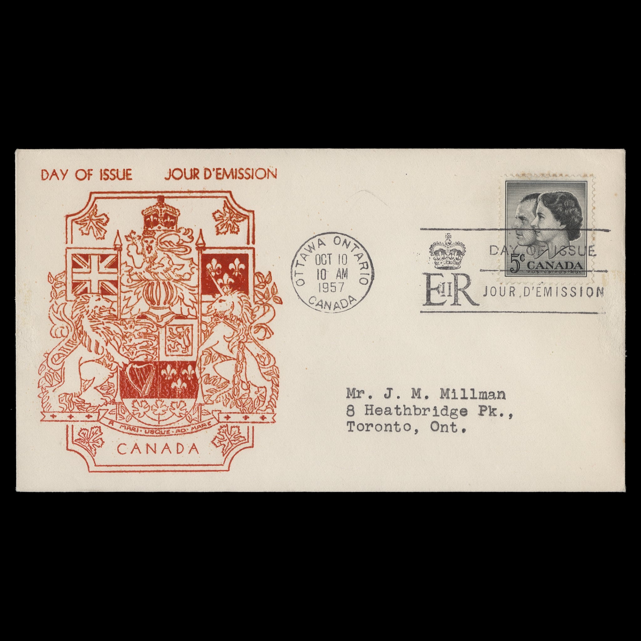 Canada 1957 (FDC) 5c Royal Visit, OTTAWA – ZEBOOSE.COM