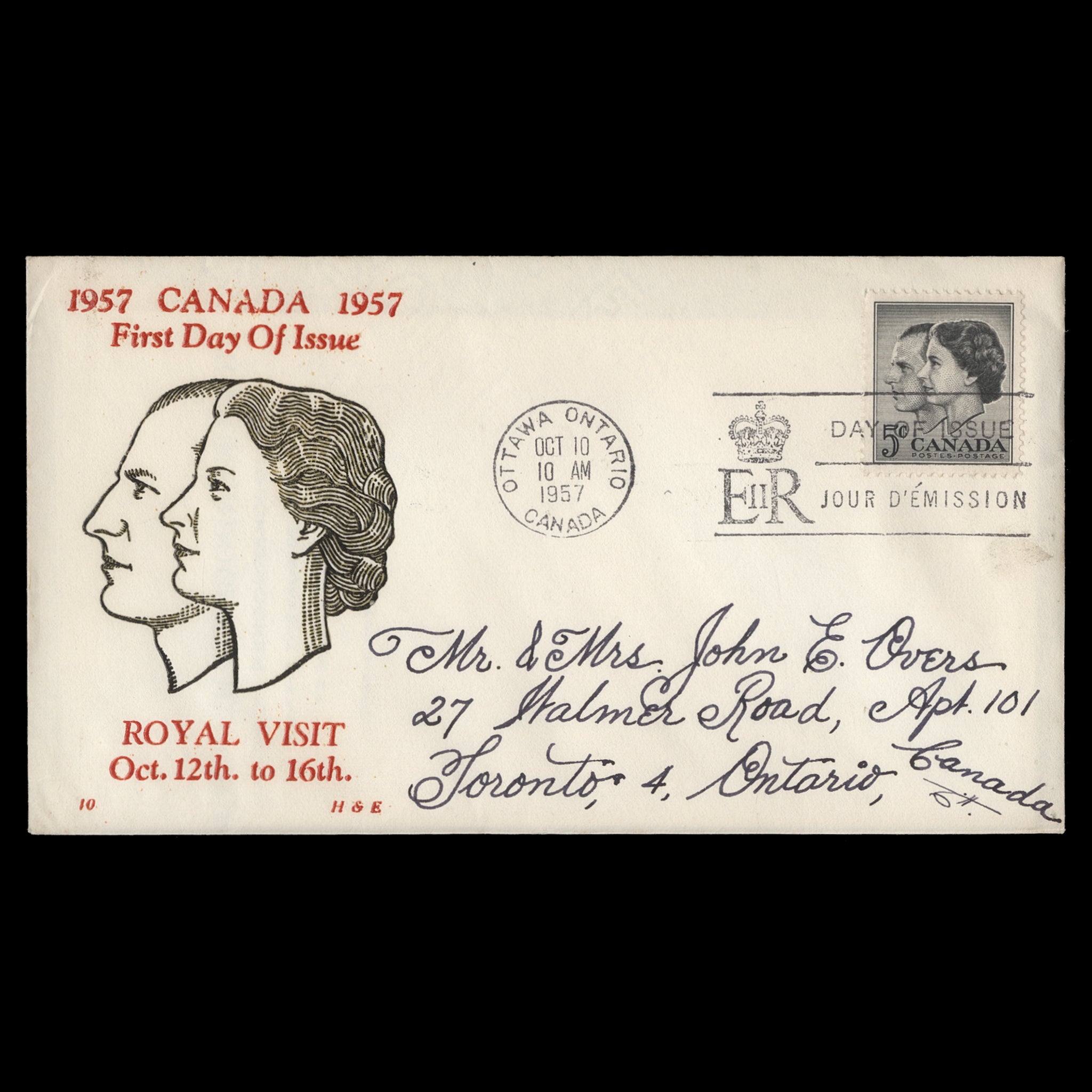 Canada 1957 (FDC) 5c Royal Visit, OTTAWA – ZEBOOSE.COM