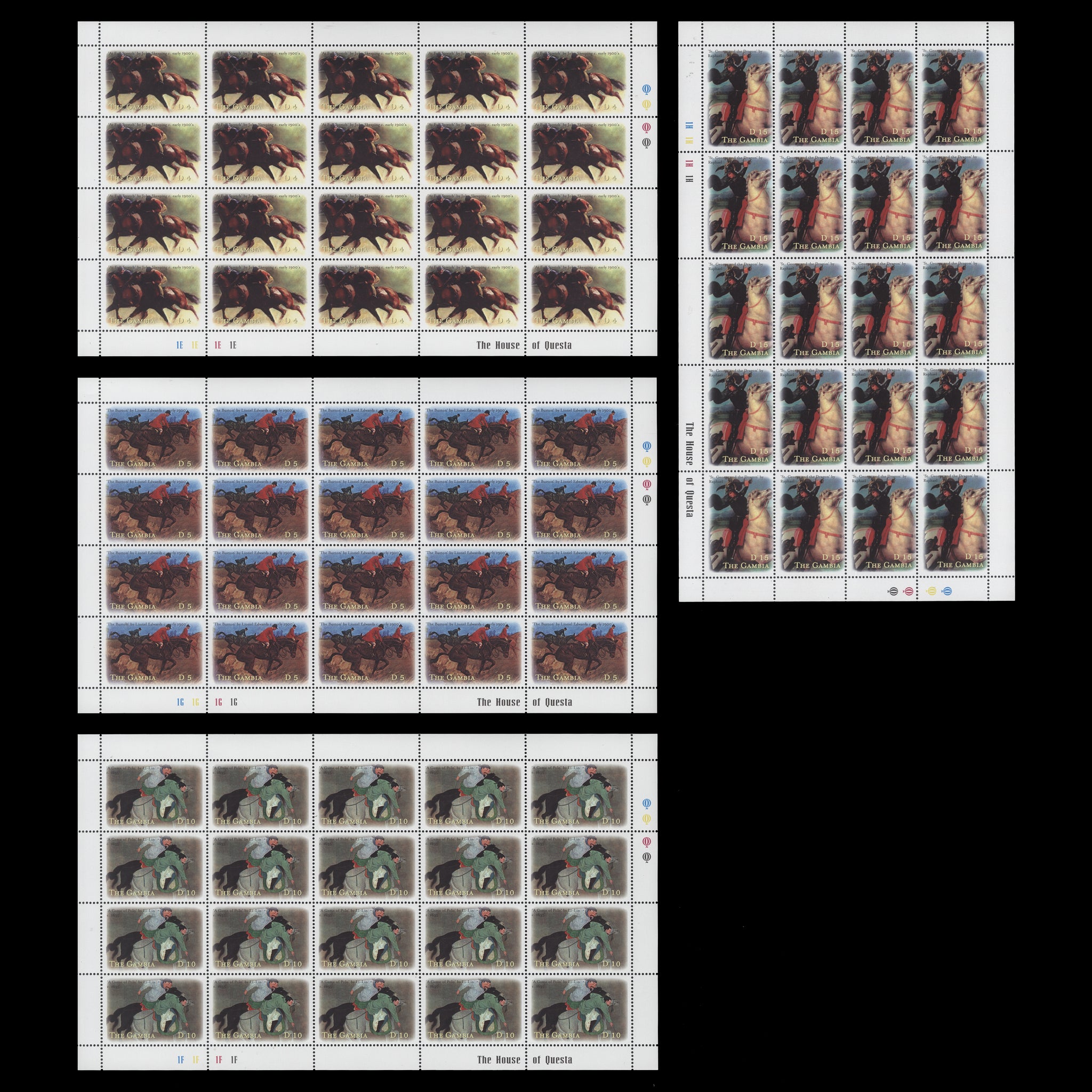 Gambia 2000 (MNH) Horses in Art panes of 20 stamps – ZEBOOSE.COM