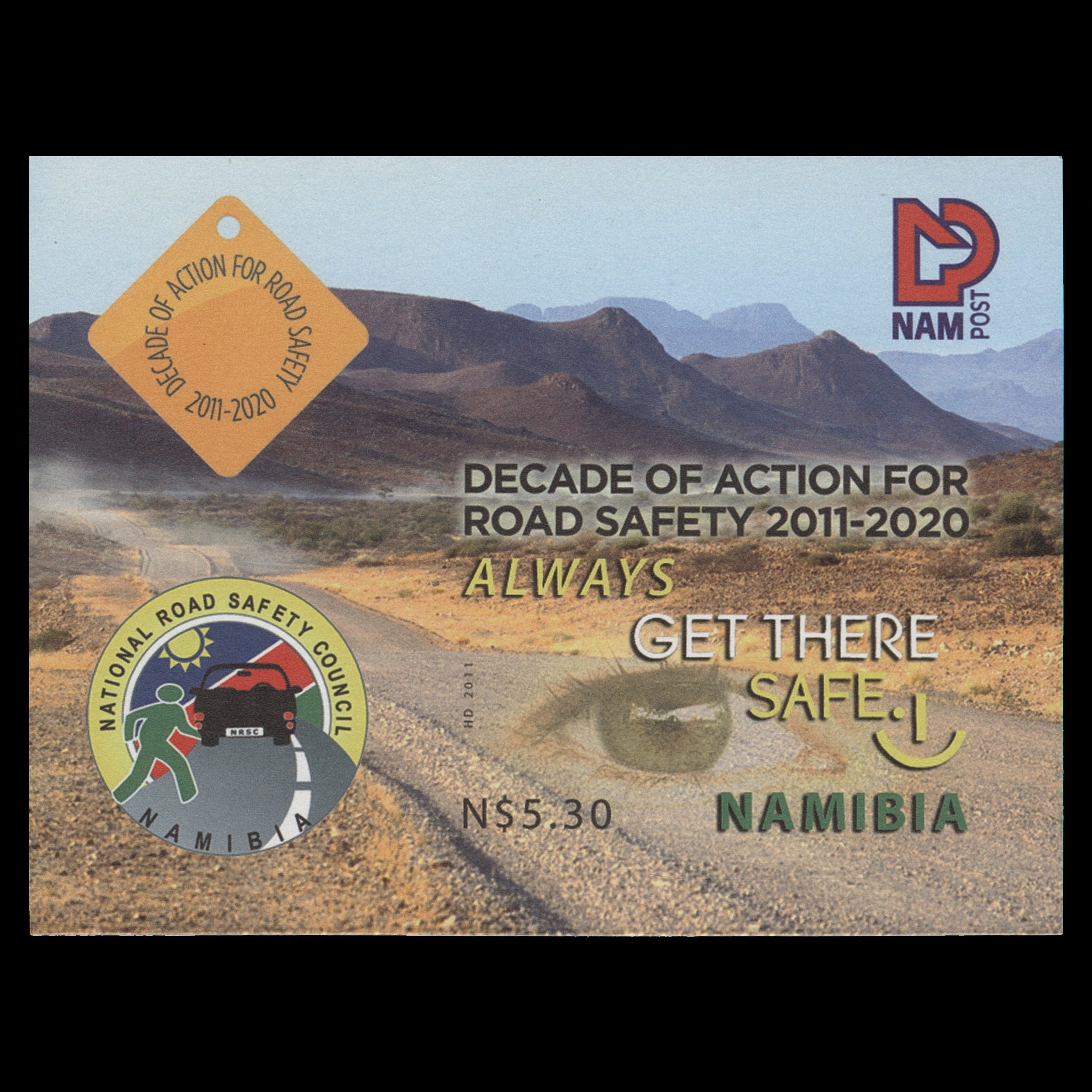 Namibia 2011 (Variety) Road Safety Decade imperf miniature sheet ...