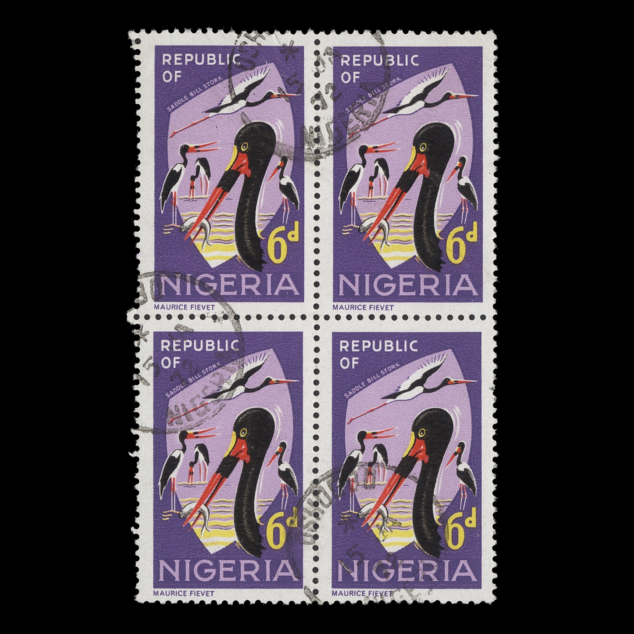Nigeria 1966 (Used) 6d Saddle-Bill Stork block – ZEBOOSE.COM