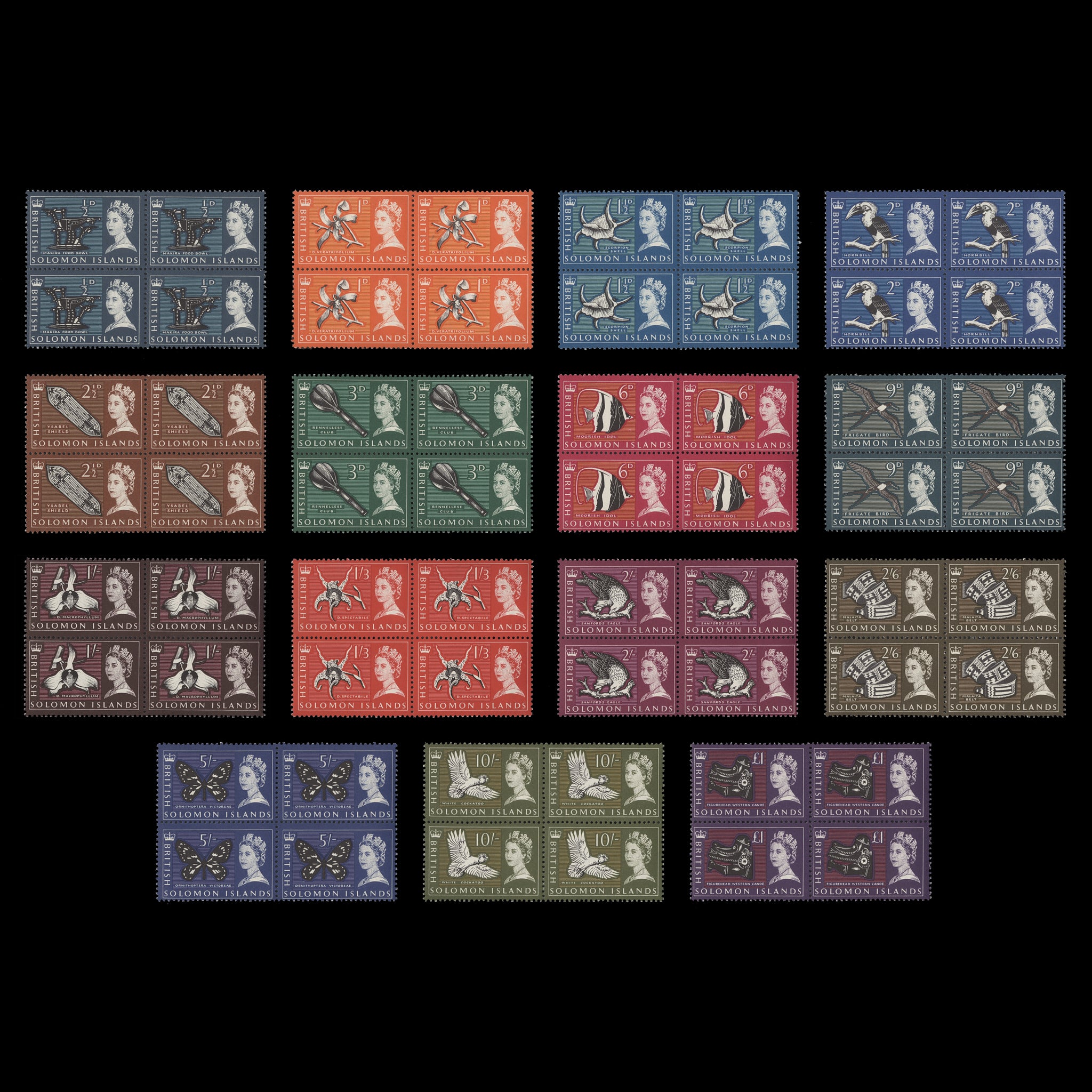Solomon Islands 1965 (MNH) Definitives blocks – ZEBOOSE.COM