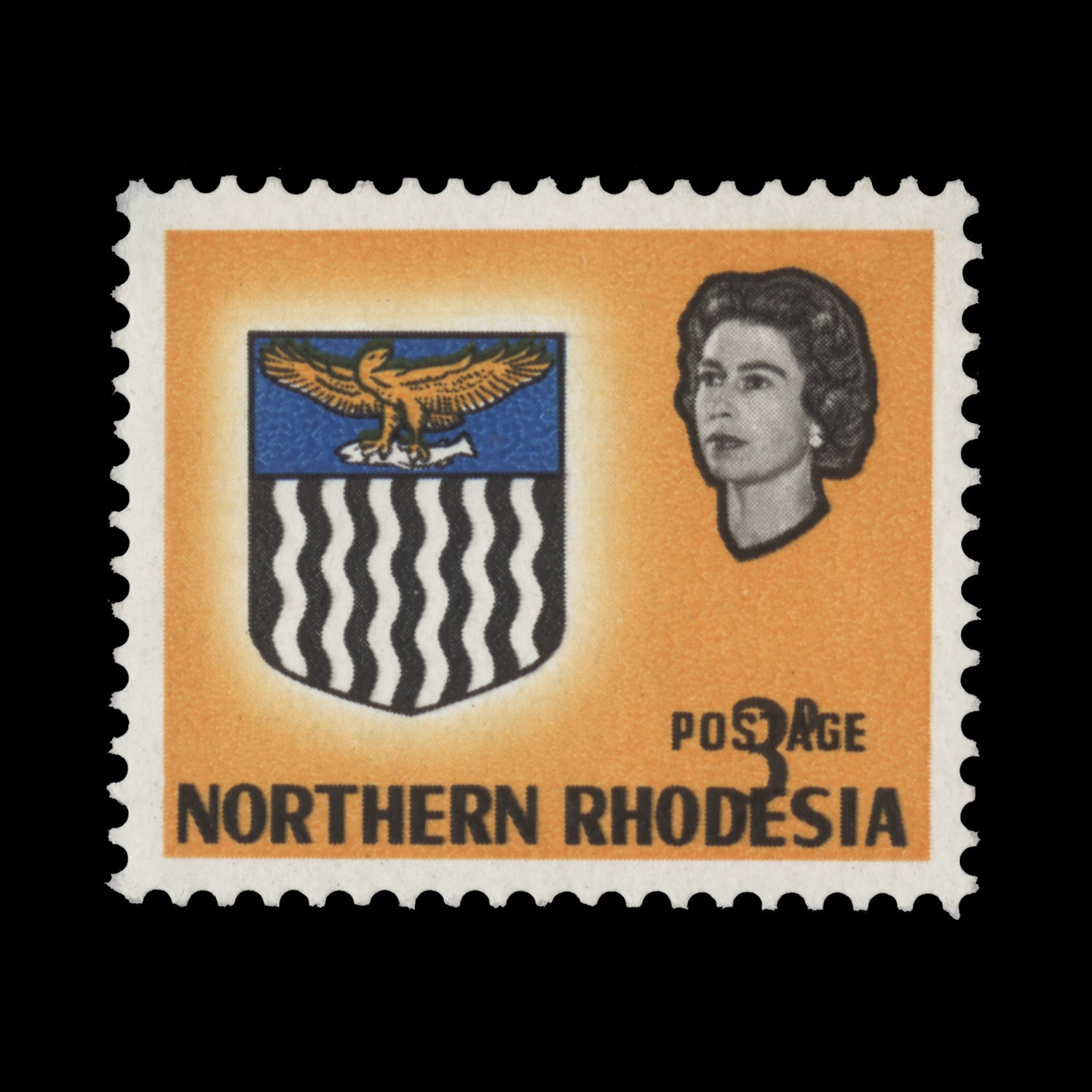 Northern Rhodesia 1963 (Variety) 3d Arms with black shift – ZEBOOSE.COM