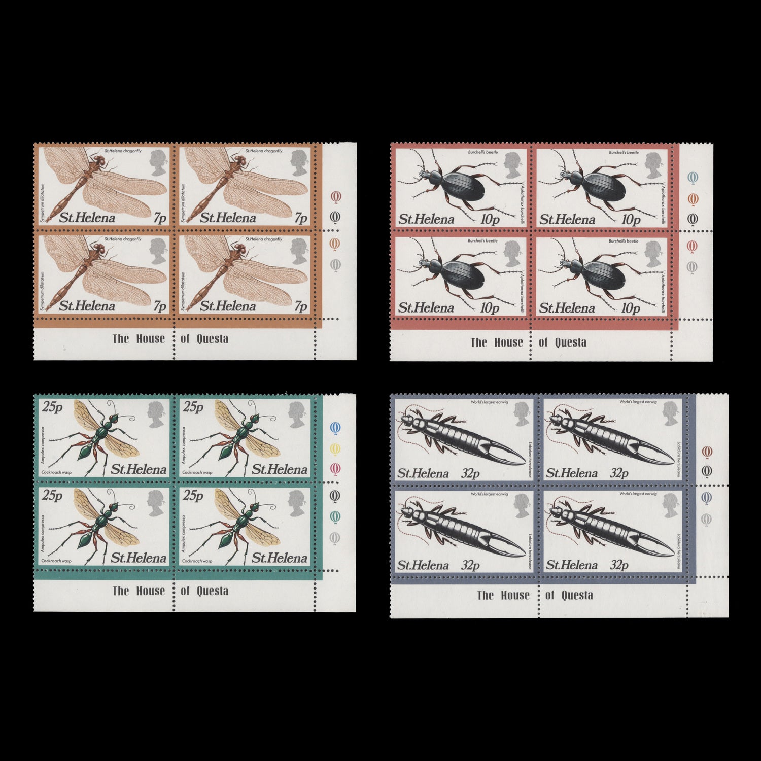 Saint Helena 1982 (MNH) Insects imprint/traffic light blocks – ZEBOOSE.COM